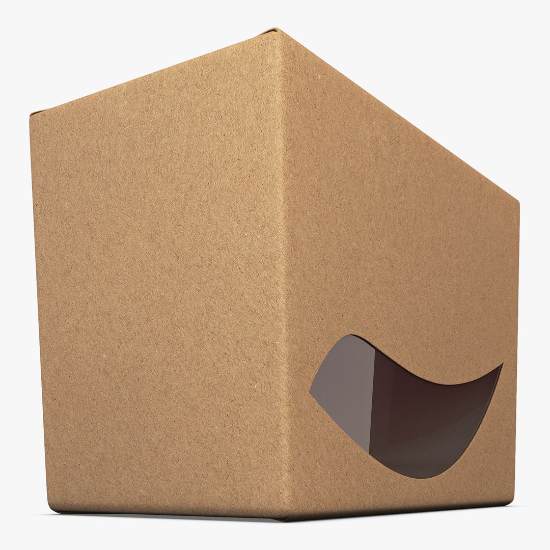3D Package Cardboard Trapezoid Box With Window M 1 - TurboSquid 2147665