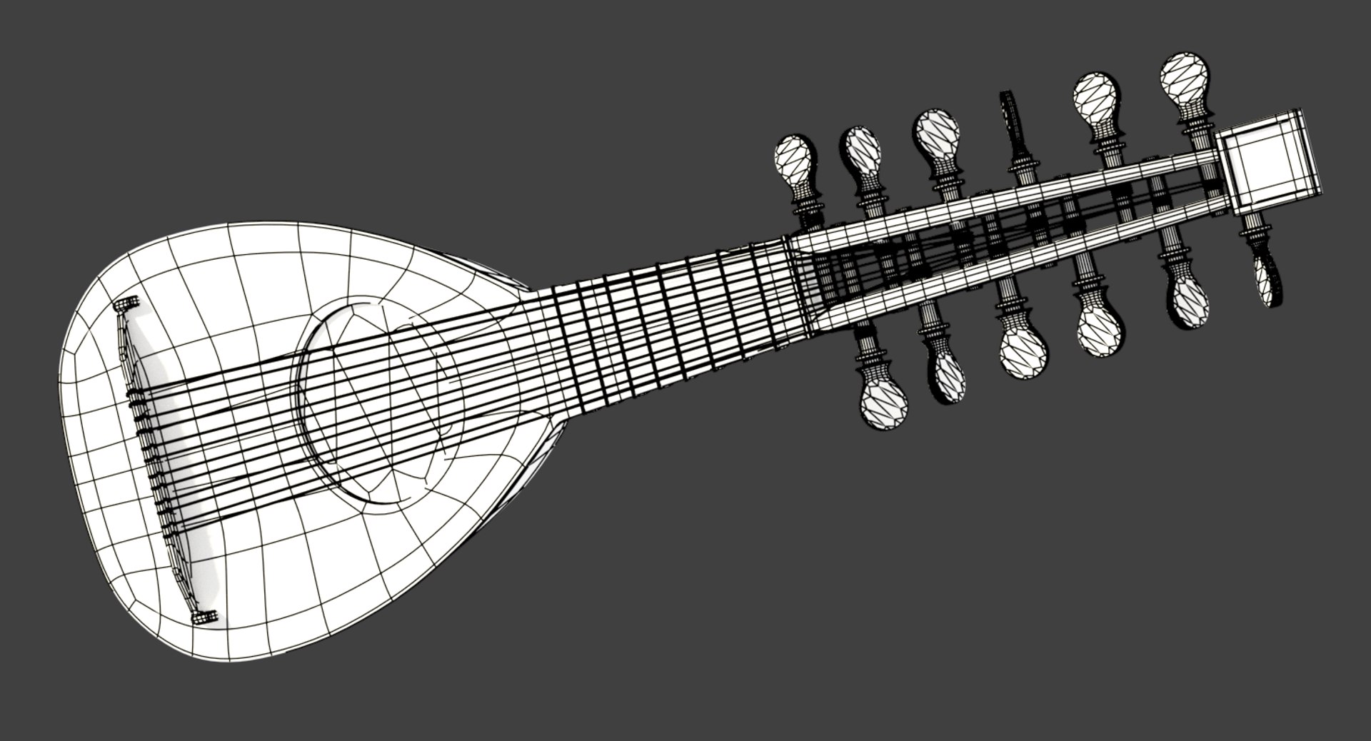 Stringed Baroque Mandolin 3ds