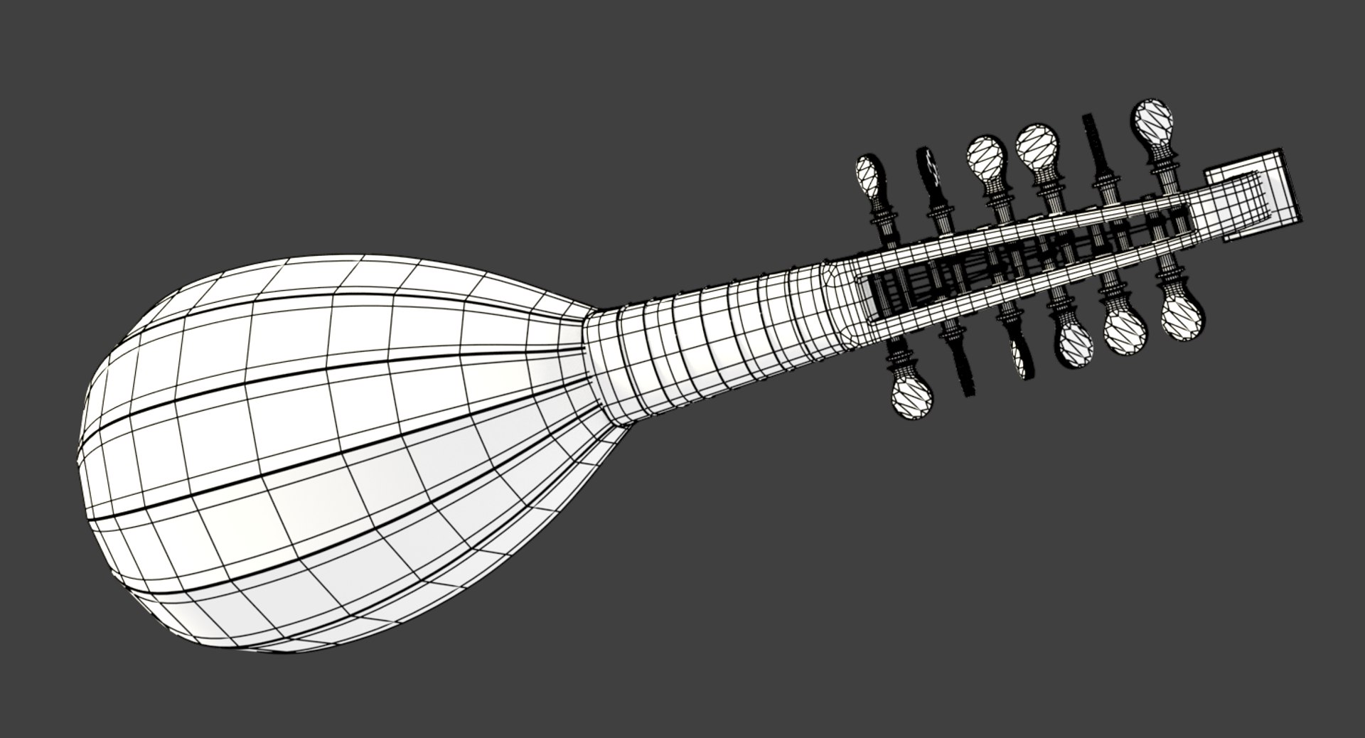 Stringed Baroque Mandolin 3ds