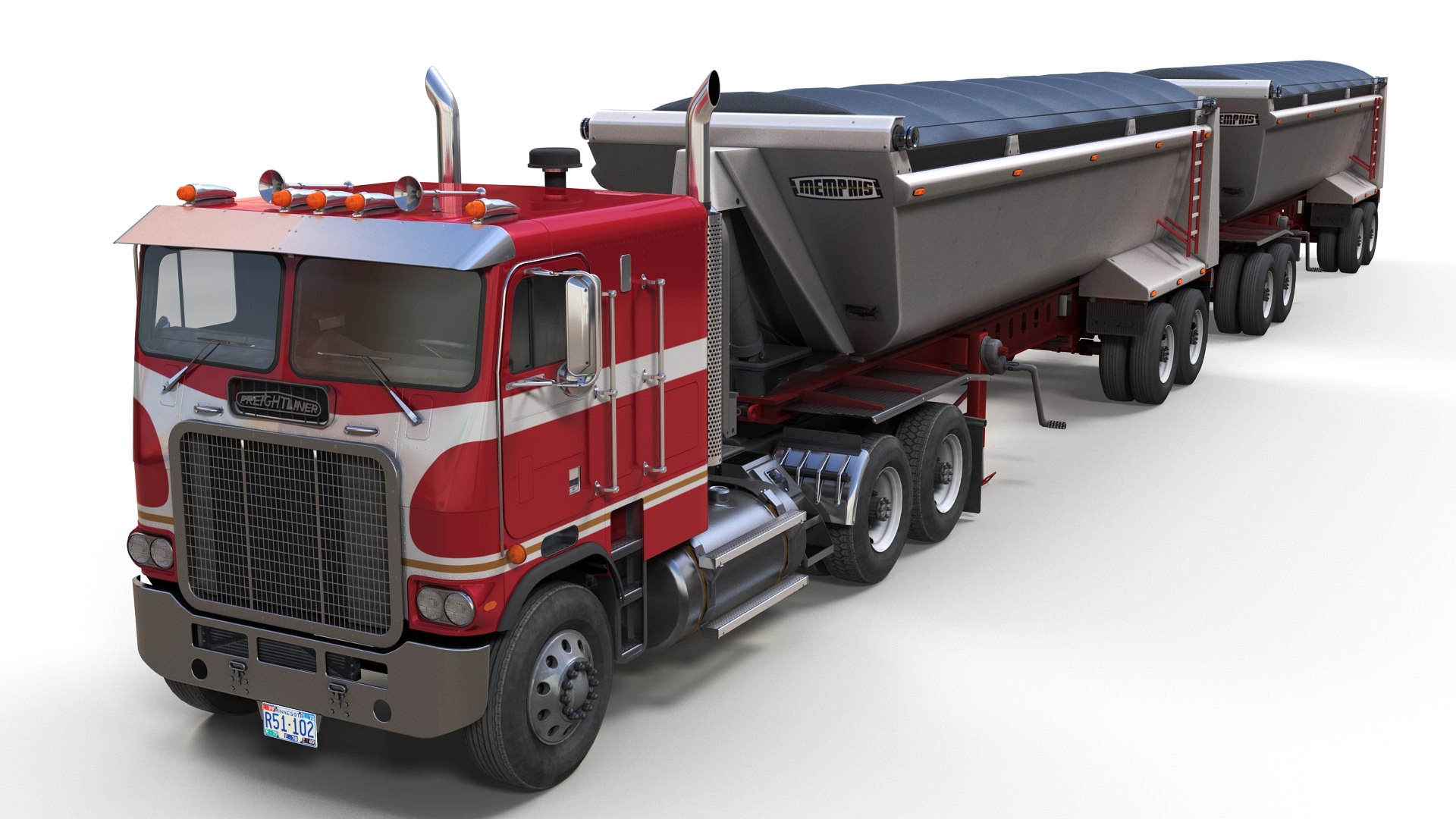 Freightliner Powerliner dump trailer 3D model - TurboSquid 2147806