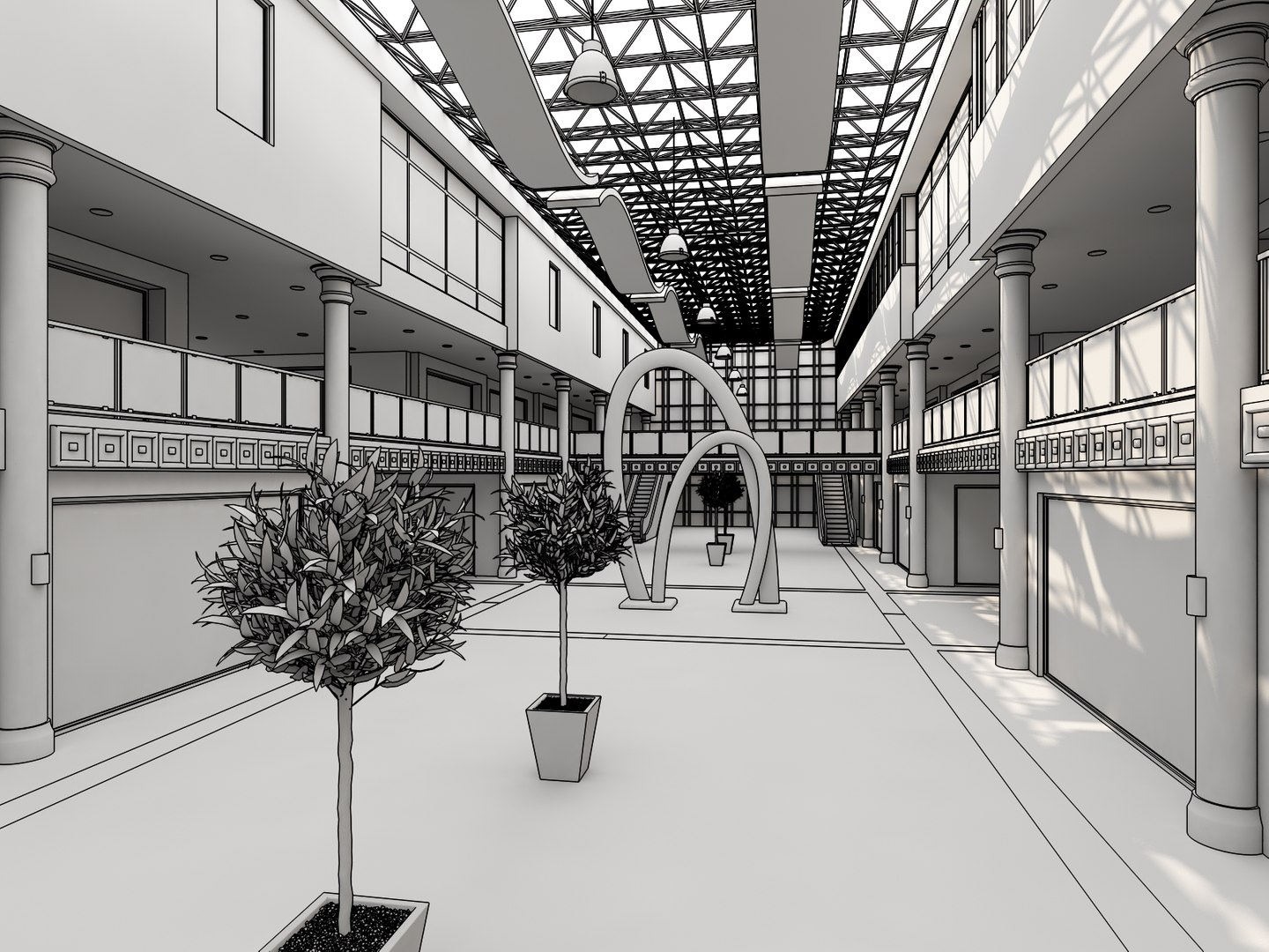 Luxury Mall Interior Scene 3D Model - TurboSquid 1323137