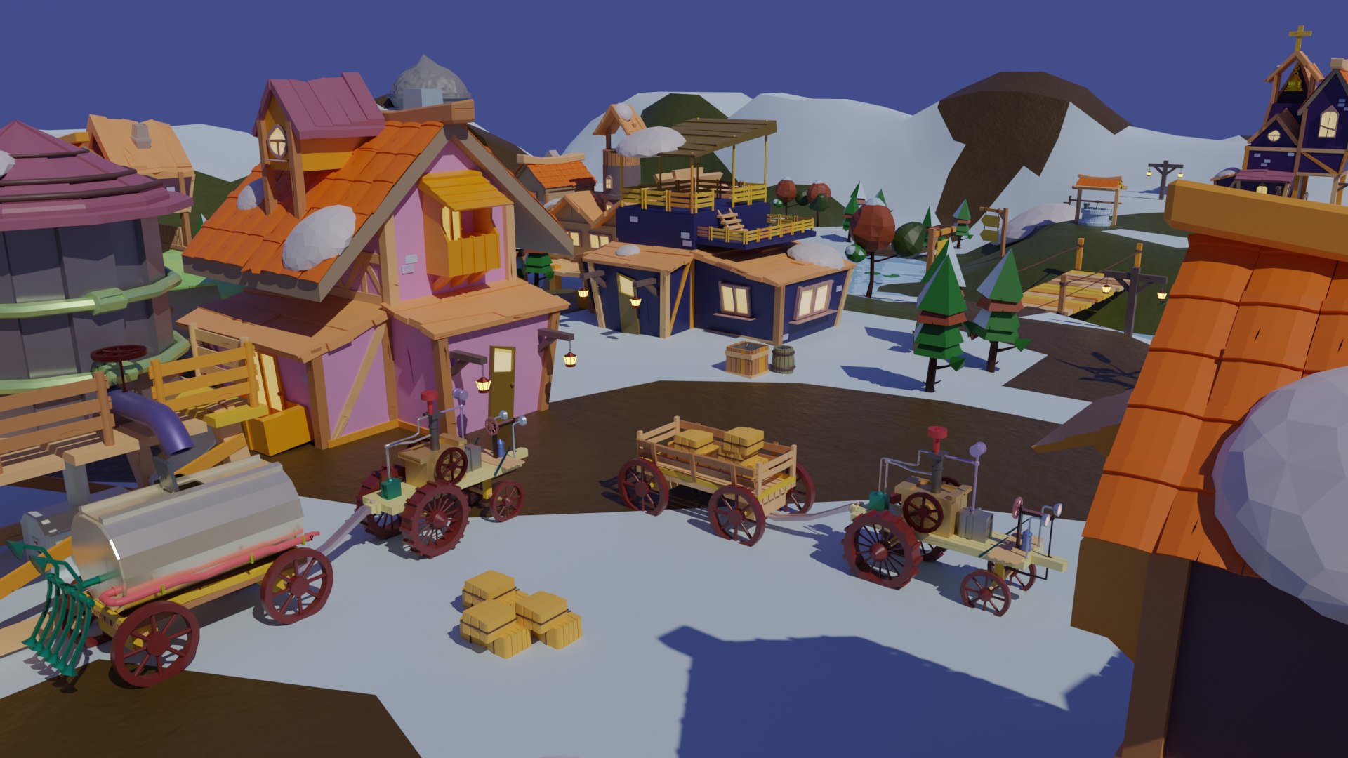 3D Model Village Pack-Flexible Modular - TurboSquid 2115414