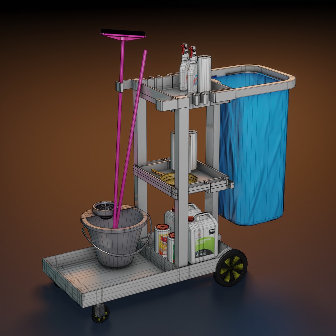 Janitorial Cart Cleaning 3D - TurboSquid 1642277