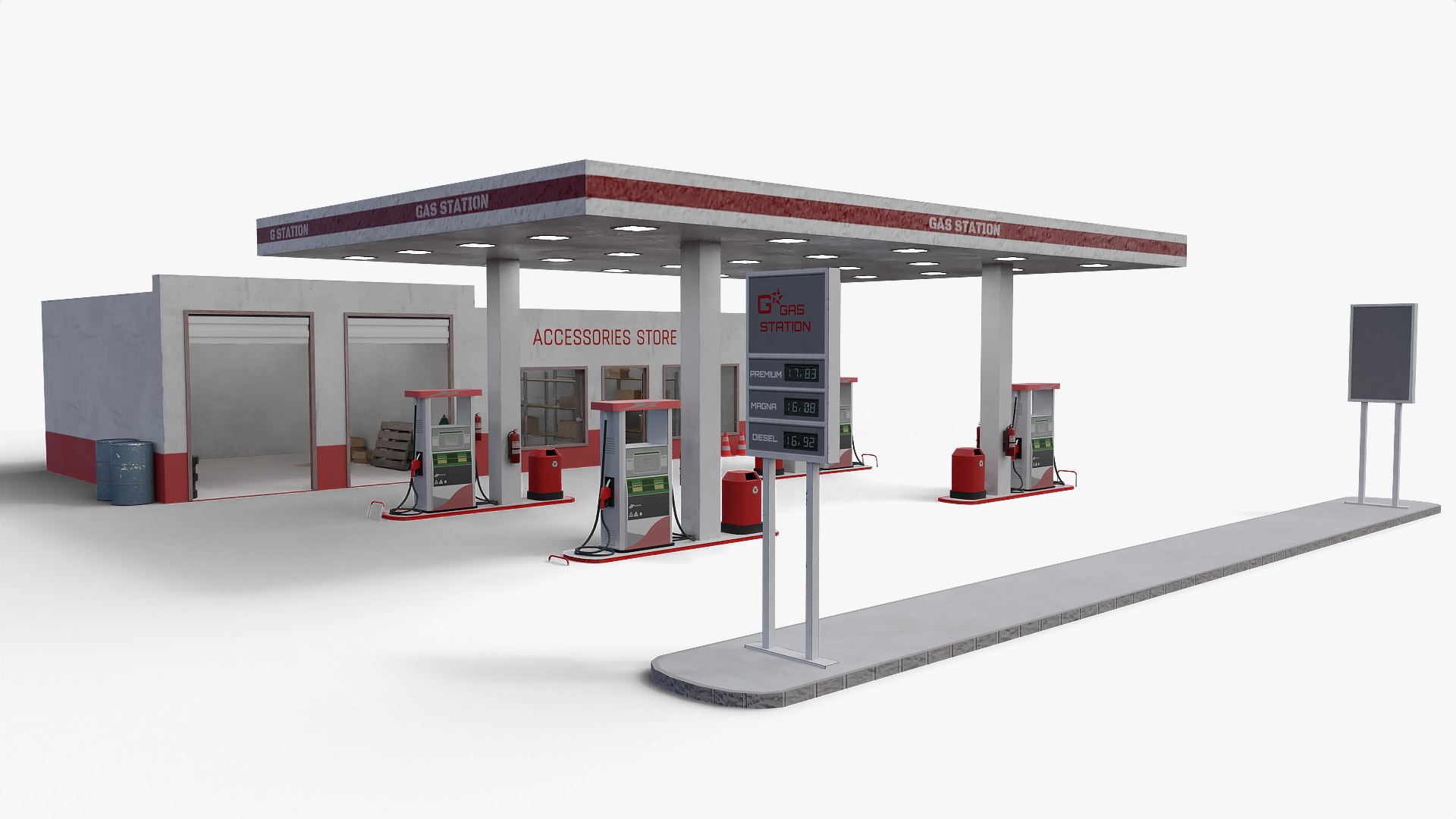 Gas Station 2 3D Model - TurboSquid 2071215