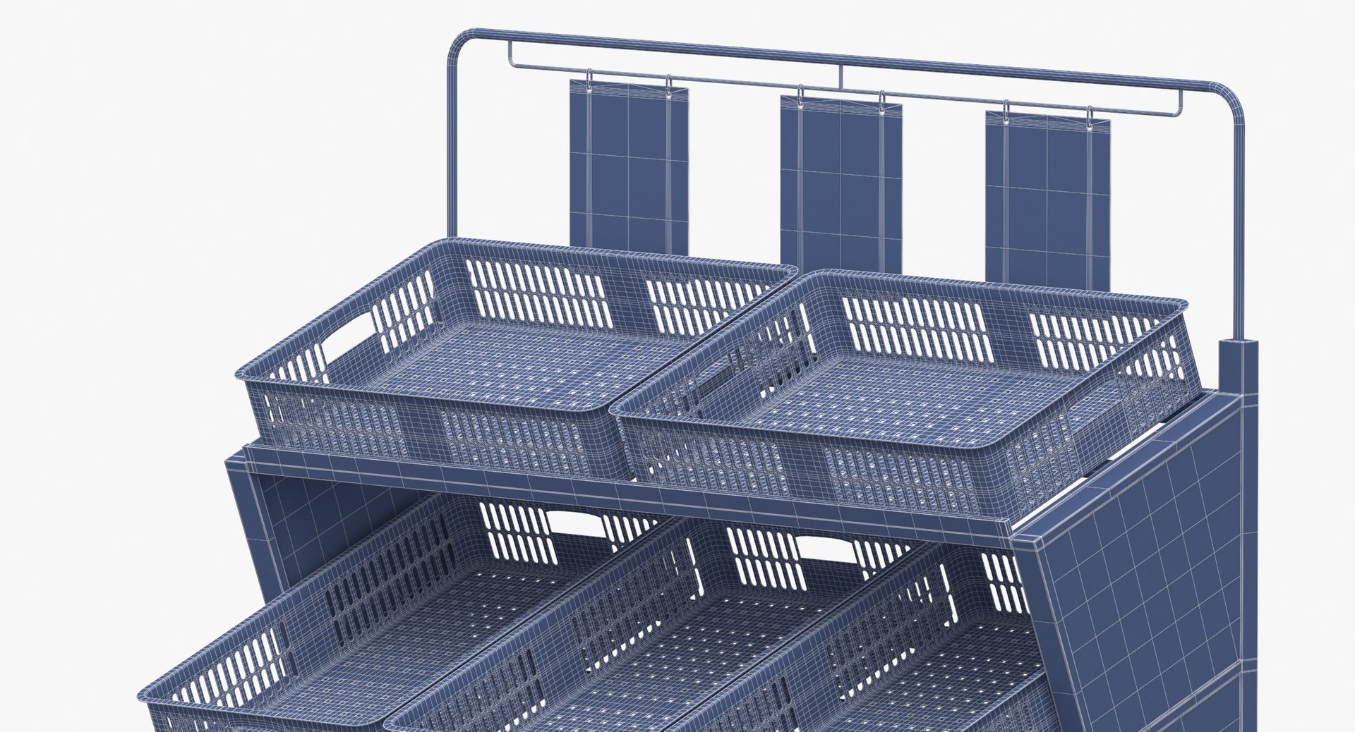 3D Produce Display Racks Corner Unit 02 Black White Gray and Tan ...