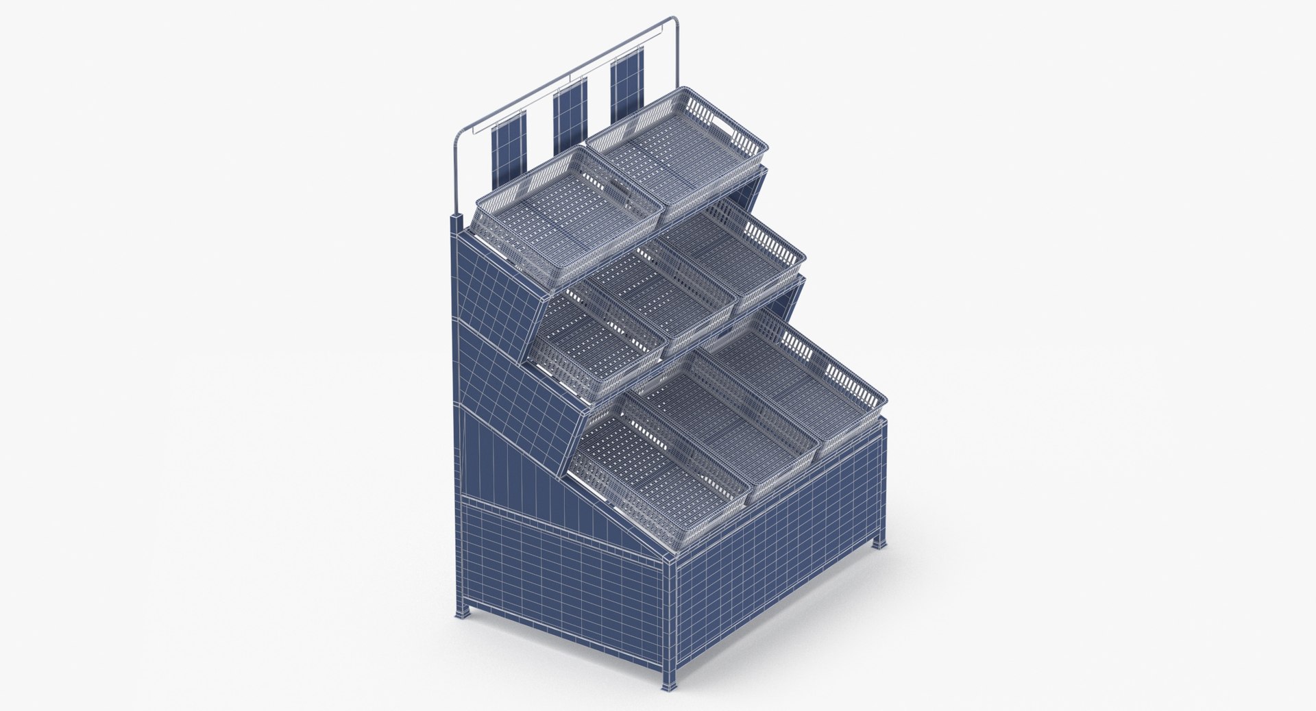 3D Produce Display Racks Corner Unit 02 Black White Gray and Tan ...