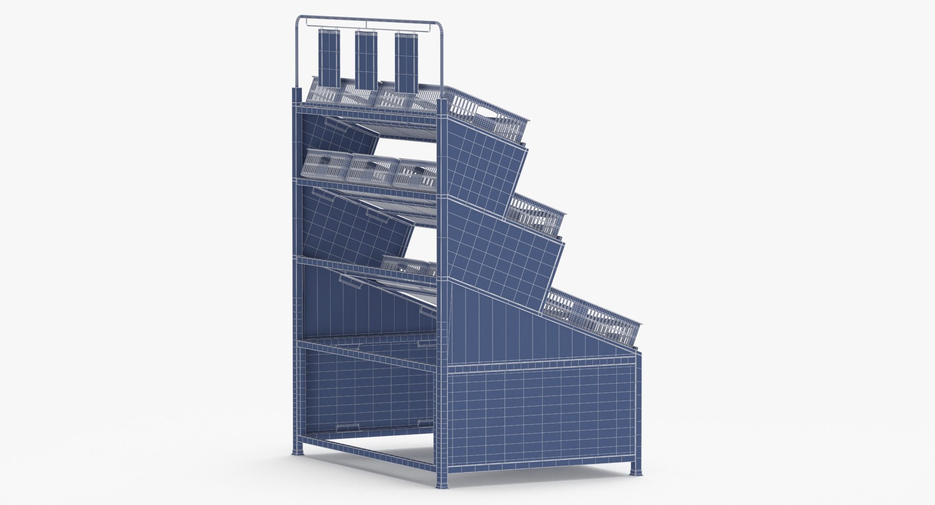 3D Produce Display Racks Corner Unit 02 Black White Gray and Tan ...