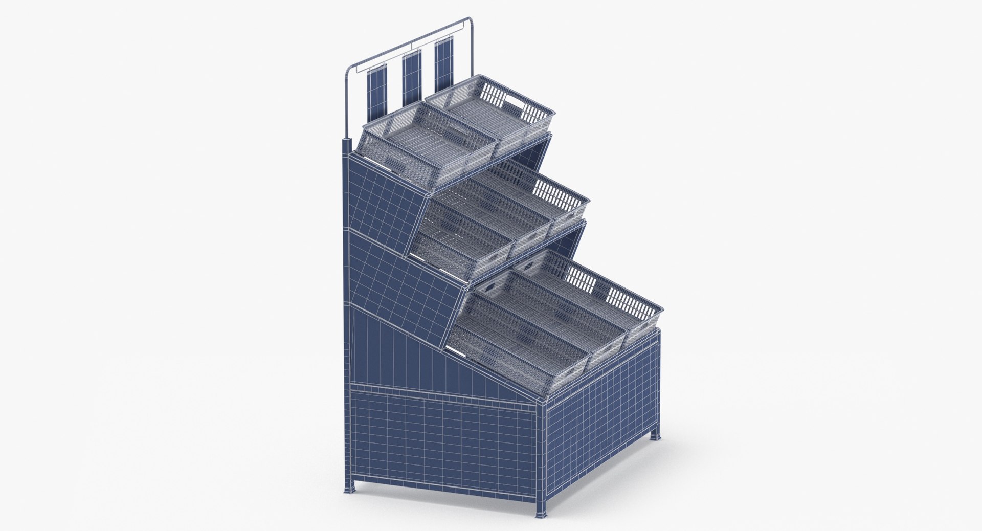 3D Produce Display Racks Corner Unit 02 Black White Gray and Tan ...