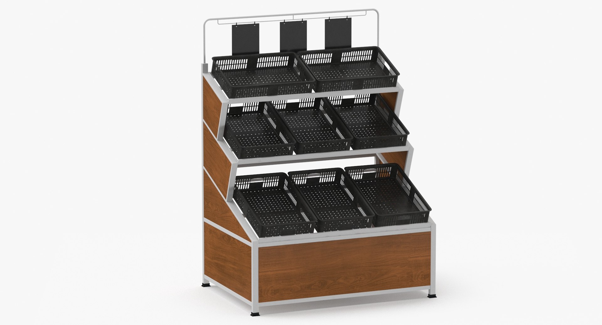 3D Produce Display Racks Corner Unit 02 Black White Gray And Tan ...