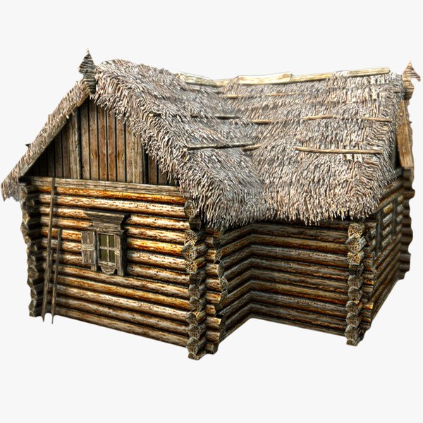 3d wooden thatch house model