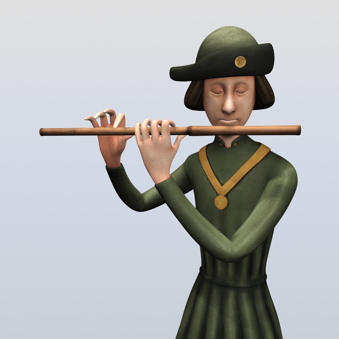 Medieval Musician Playing Flute 3d 3ds