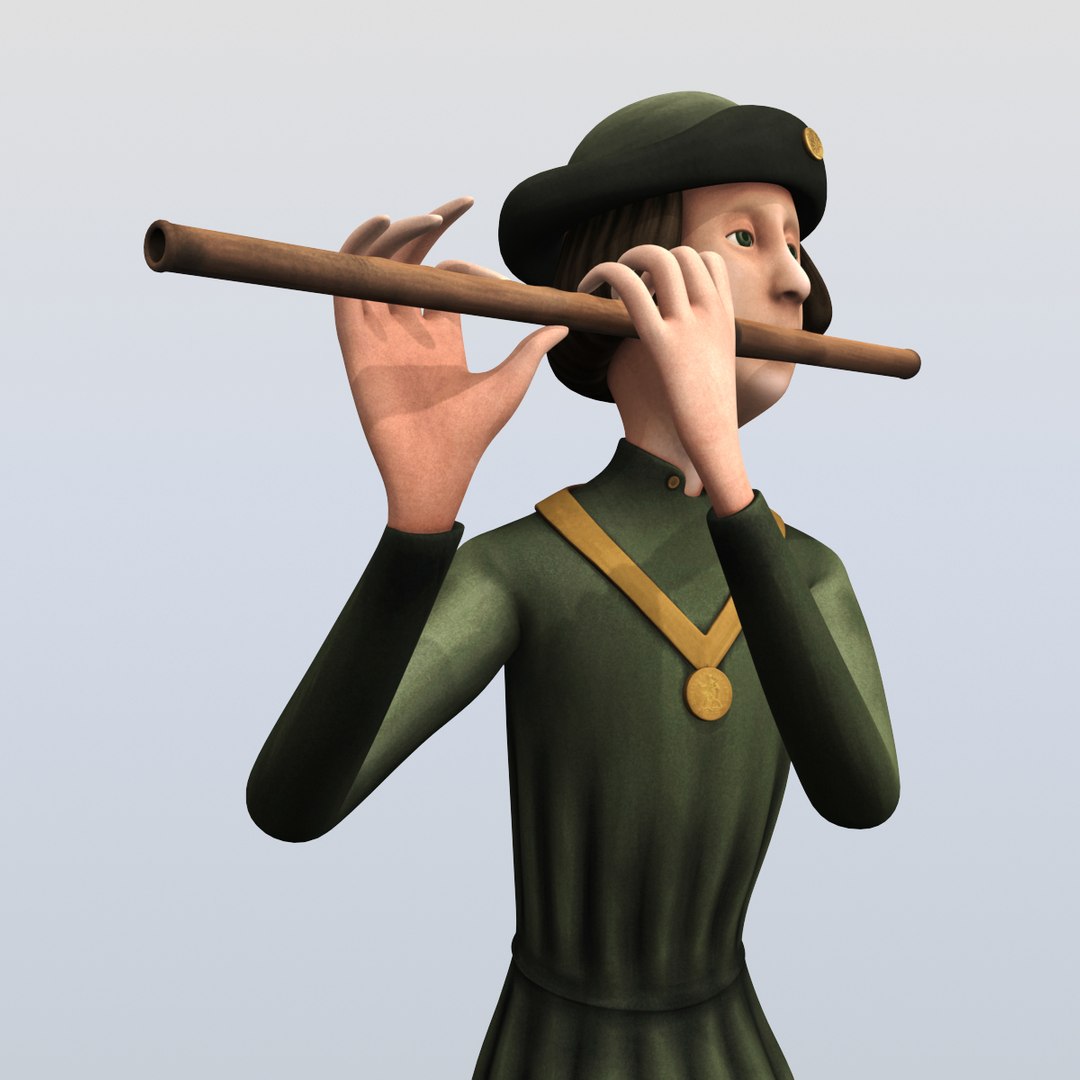 Medieval Musician Playing Flute 3d 3ds