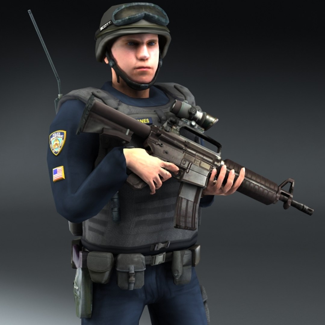 3d set rigged police