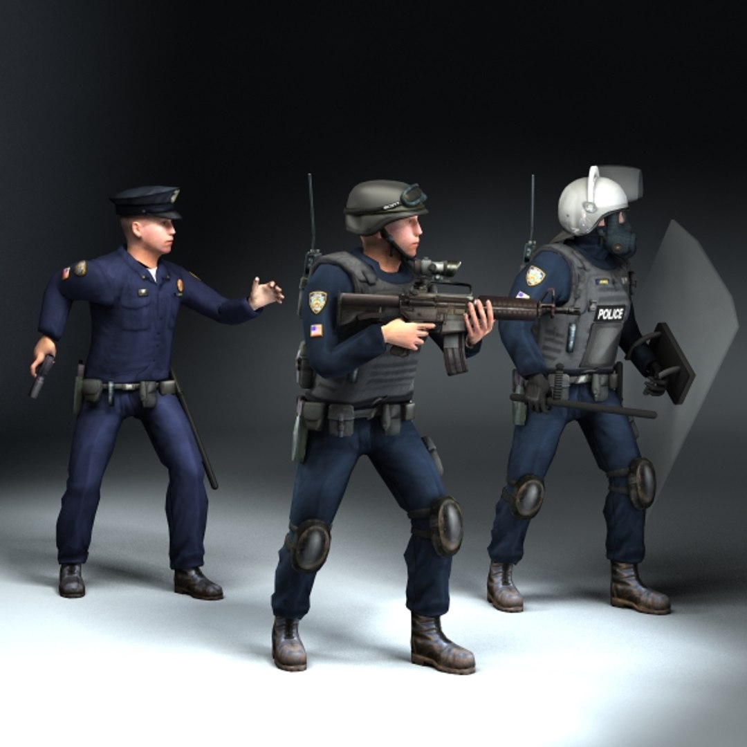 3d set rigged police