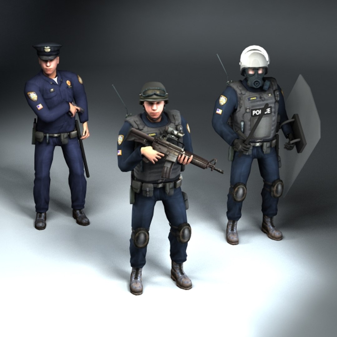 3d set rigged police