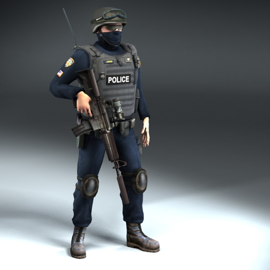 3d set rigged police