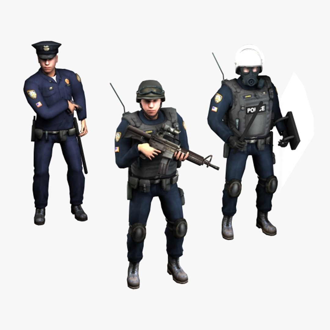 3d set rigged police
