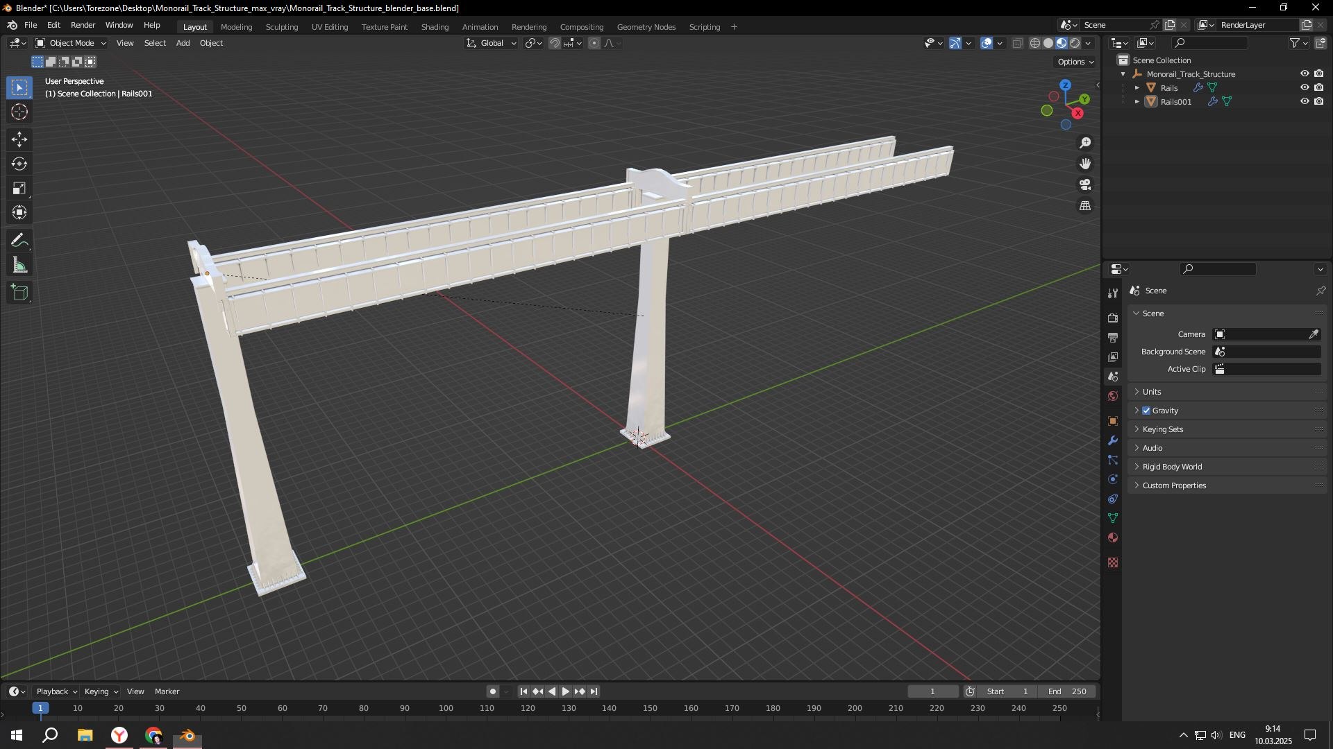 3D Model Monorail Track Structure - TurboSquid 2376673