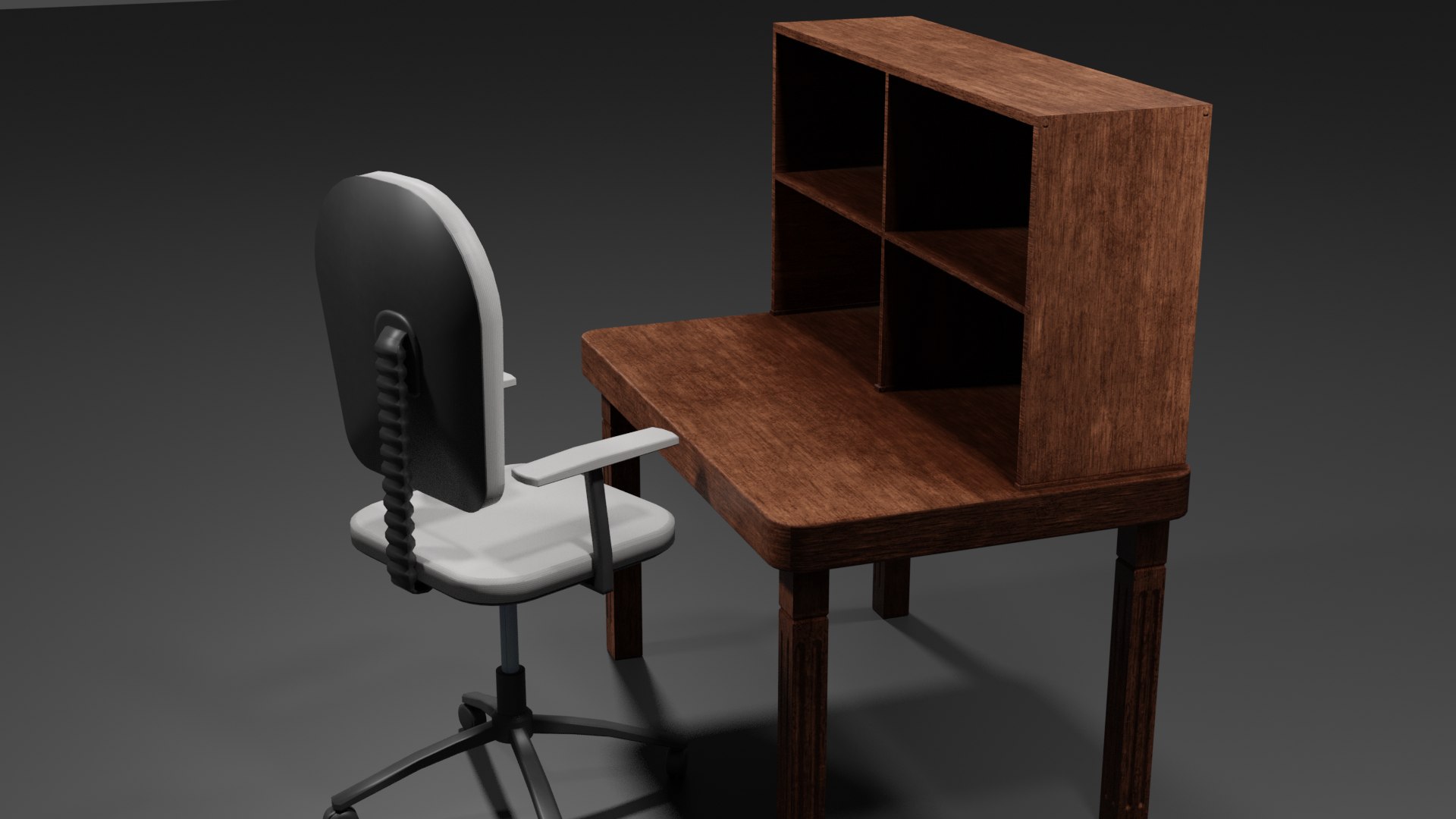 3D Table with Bookshelf and Office Chair - TurboSquid 1808205