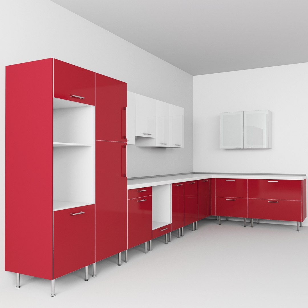 3d ikea kitchen modules model