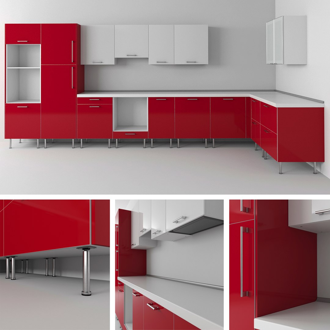3d ikea kitchen modules model