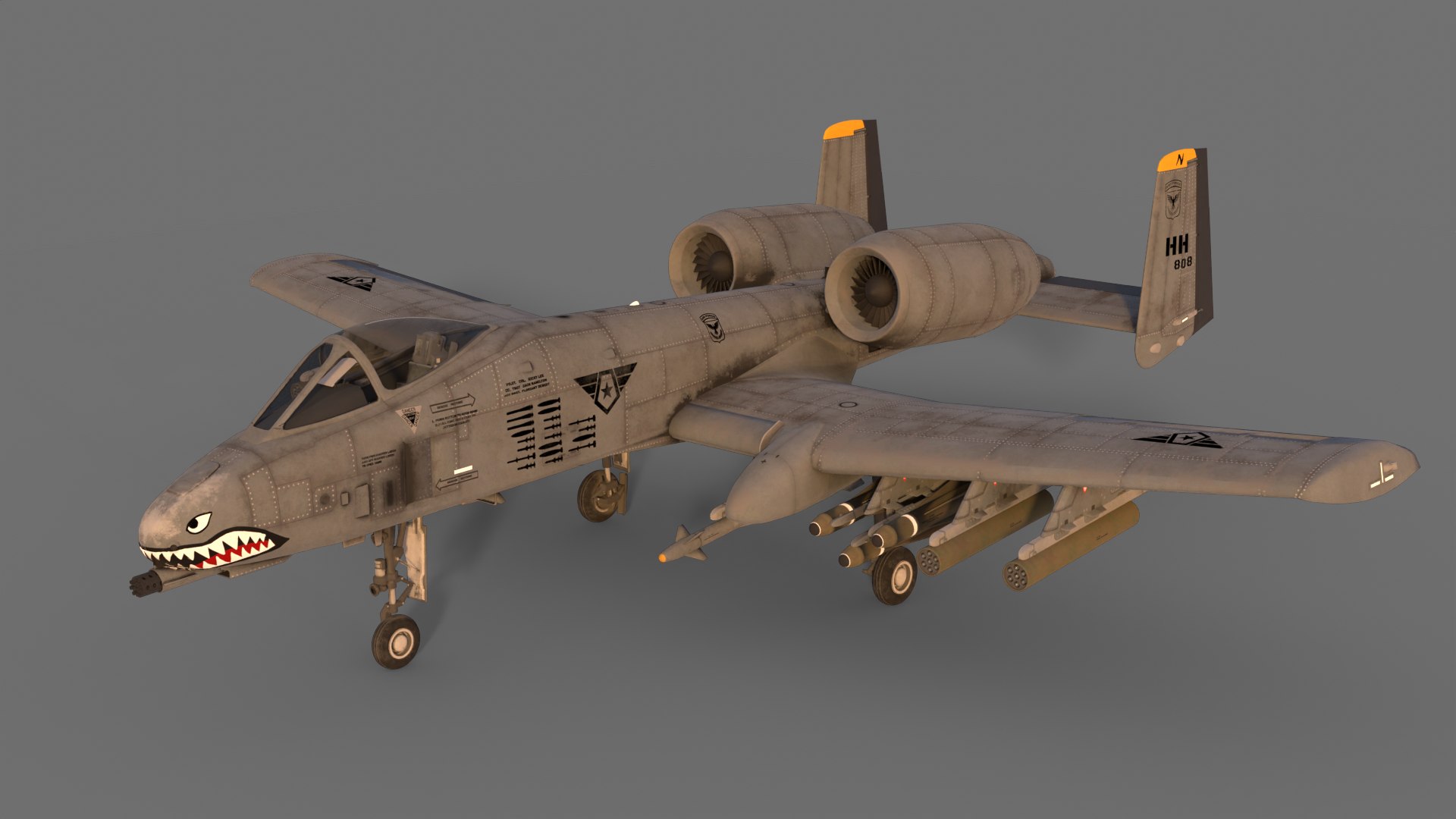 3D A-10 Fighter Airplane High-poly model model - TurboSquid 2120642