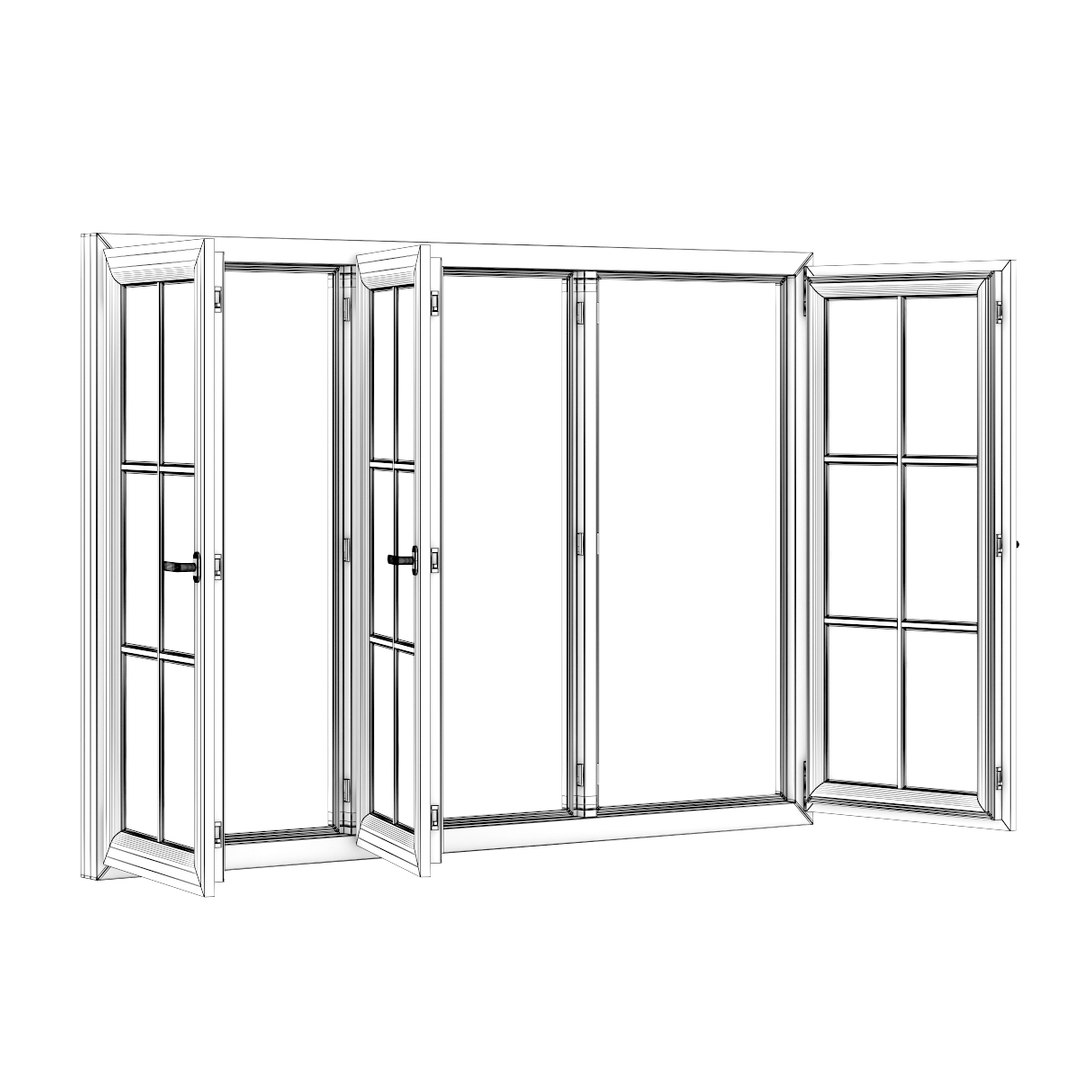 3d model openable wooden window 2270mm