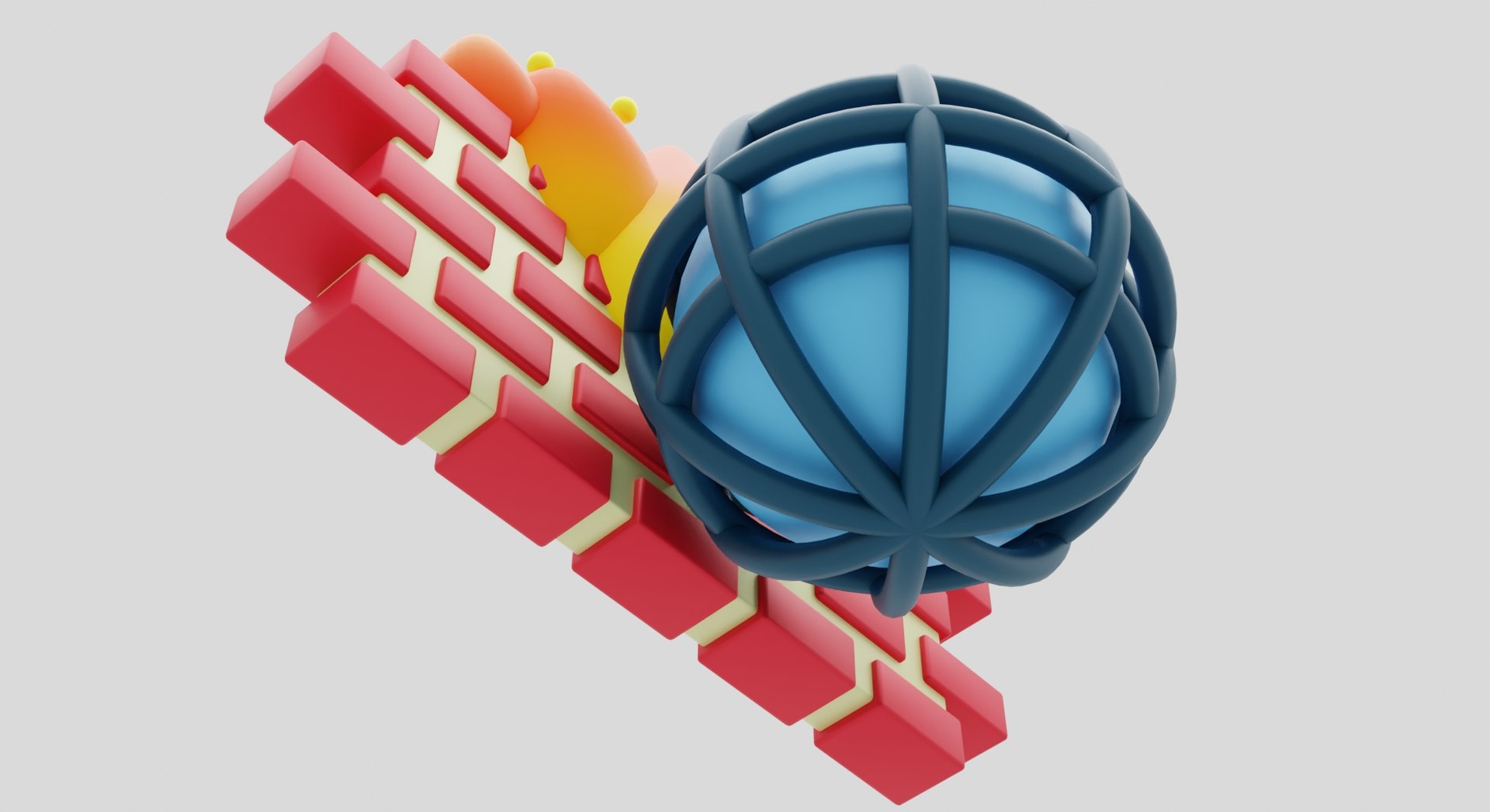 Network Fire Wall 3d Icon Represented With Fire Burning Wall And Globe ...