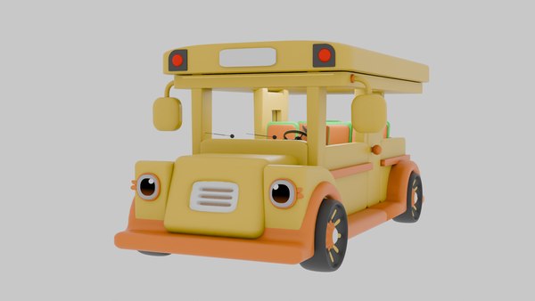 modelo 3d Dibujo animado del autobús escolar - TurboSquid 2375632
