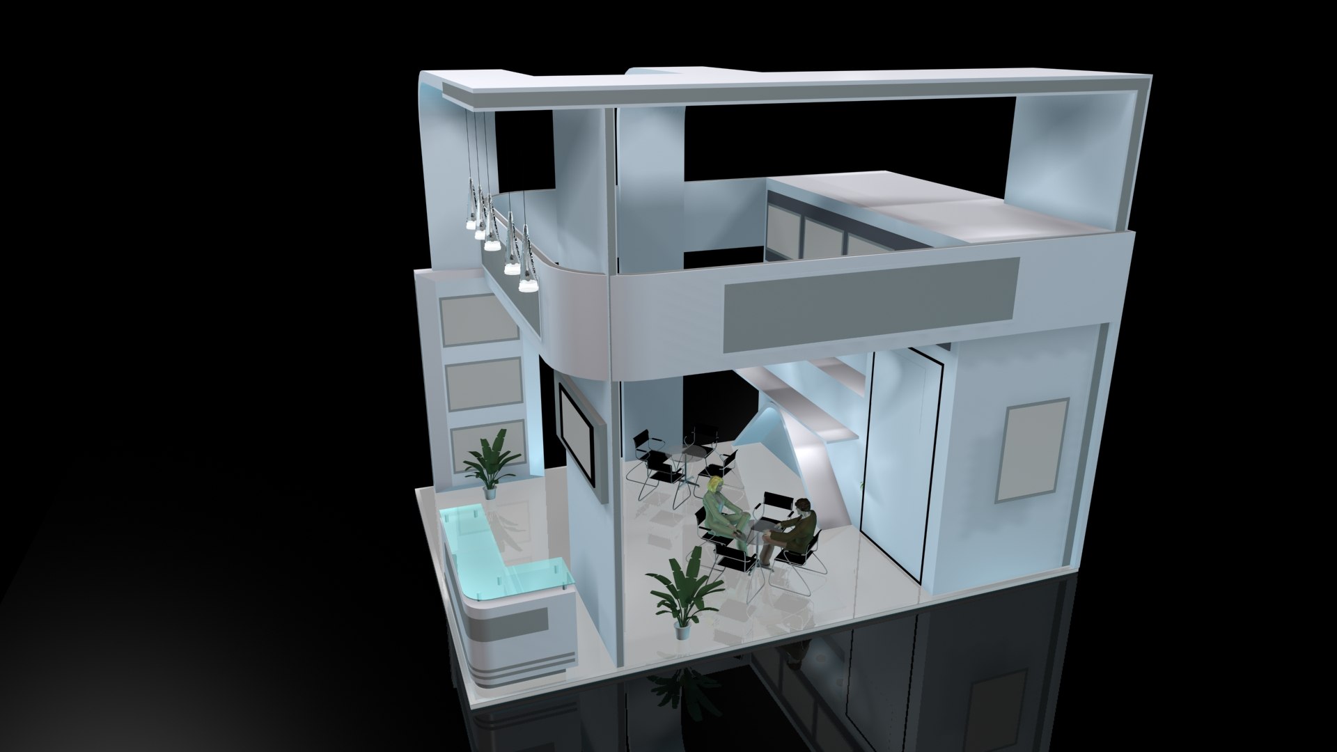3D 8x6 Stand Design 3 Open Side Double Decker Model - TurboSquid 1866671