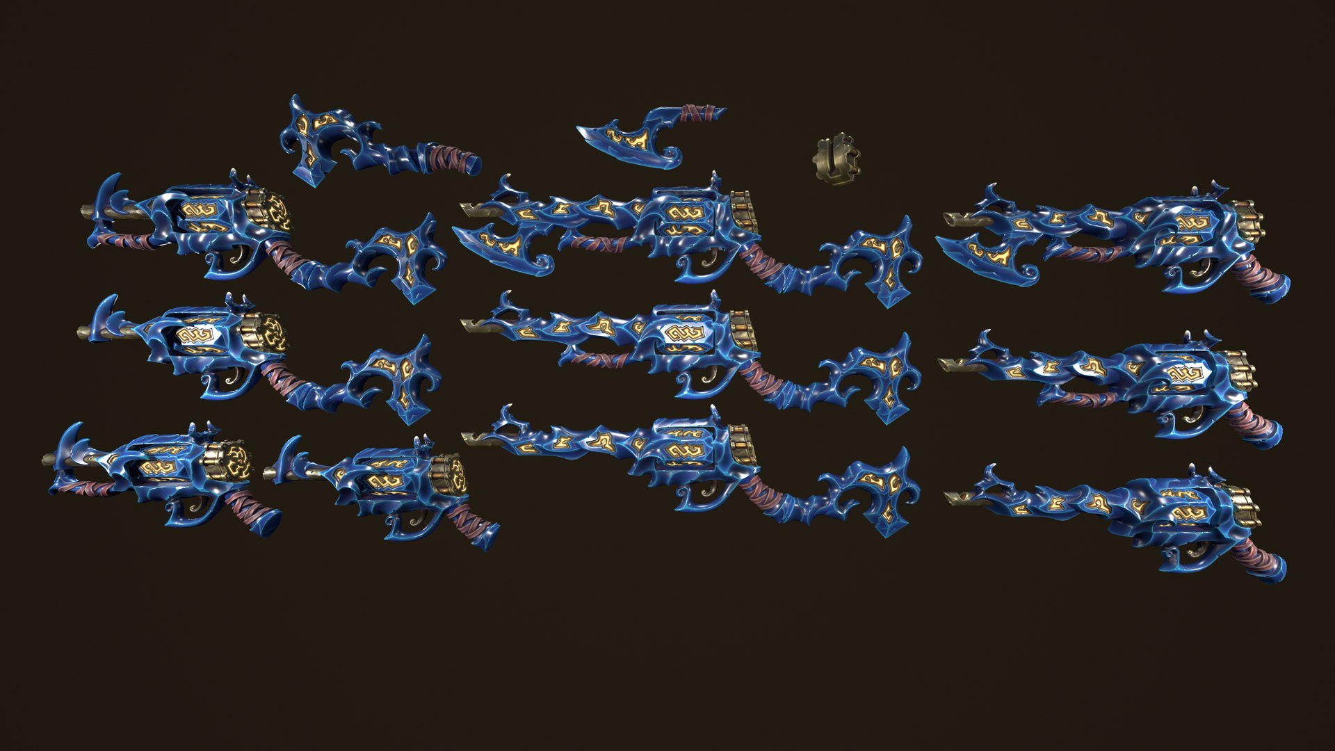 Modular Stylized Rune Ice Rifle Shotgun Revolver Axe Knife 3D Model ...