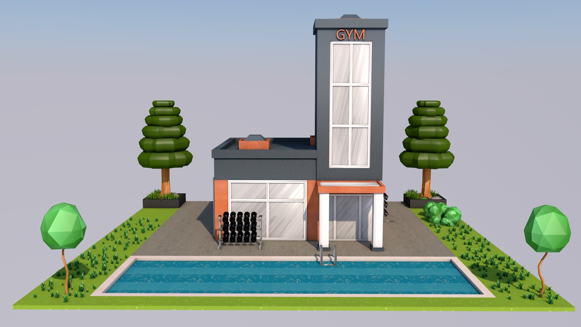 Low Poly Gym Building Cartoon Style 3D Model 3D Model - TurboSquid 2281860