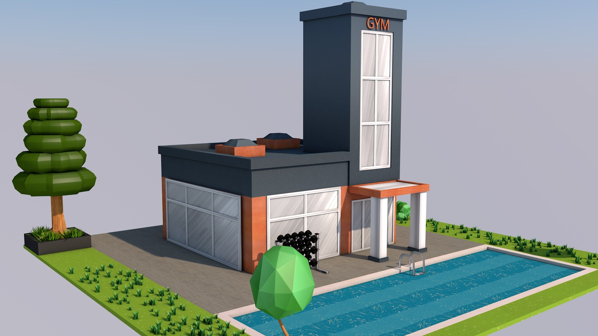 Low Poly Gym Building Cartoon Style 3D Model 3D Model - TurboSquid 2281860