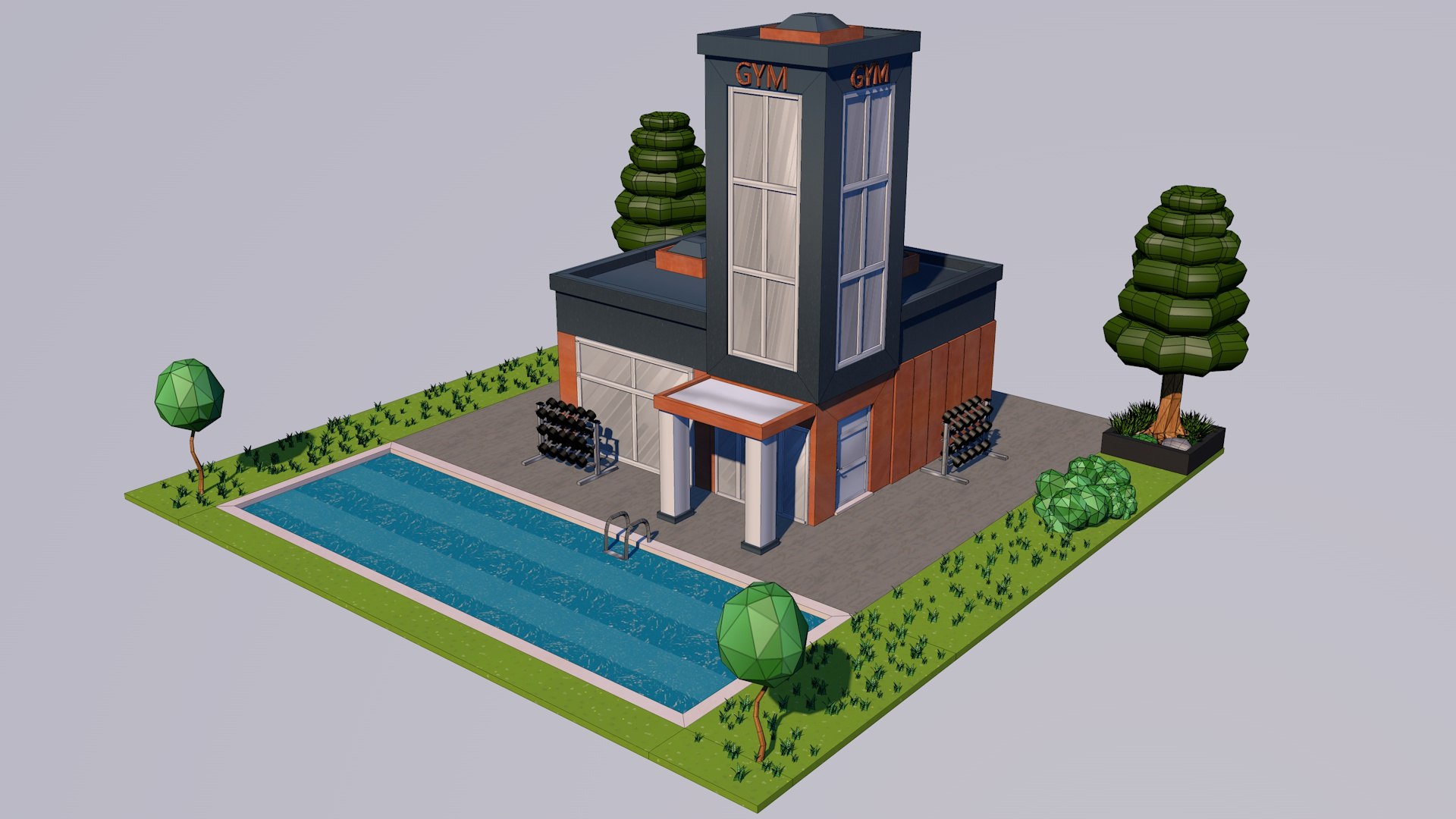 Low Poly Gym Building Cartoon Style 3D Model 3D Model - TurboSquid 2281860