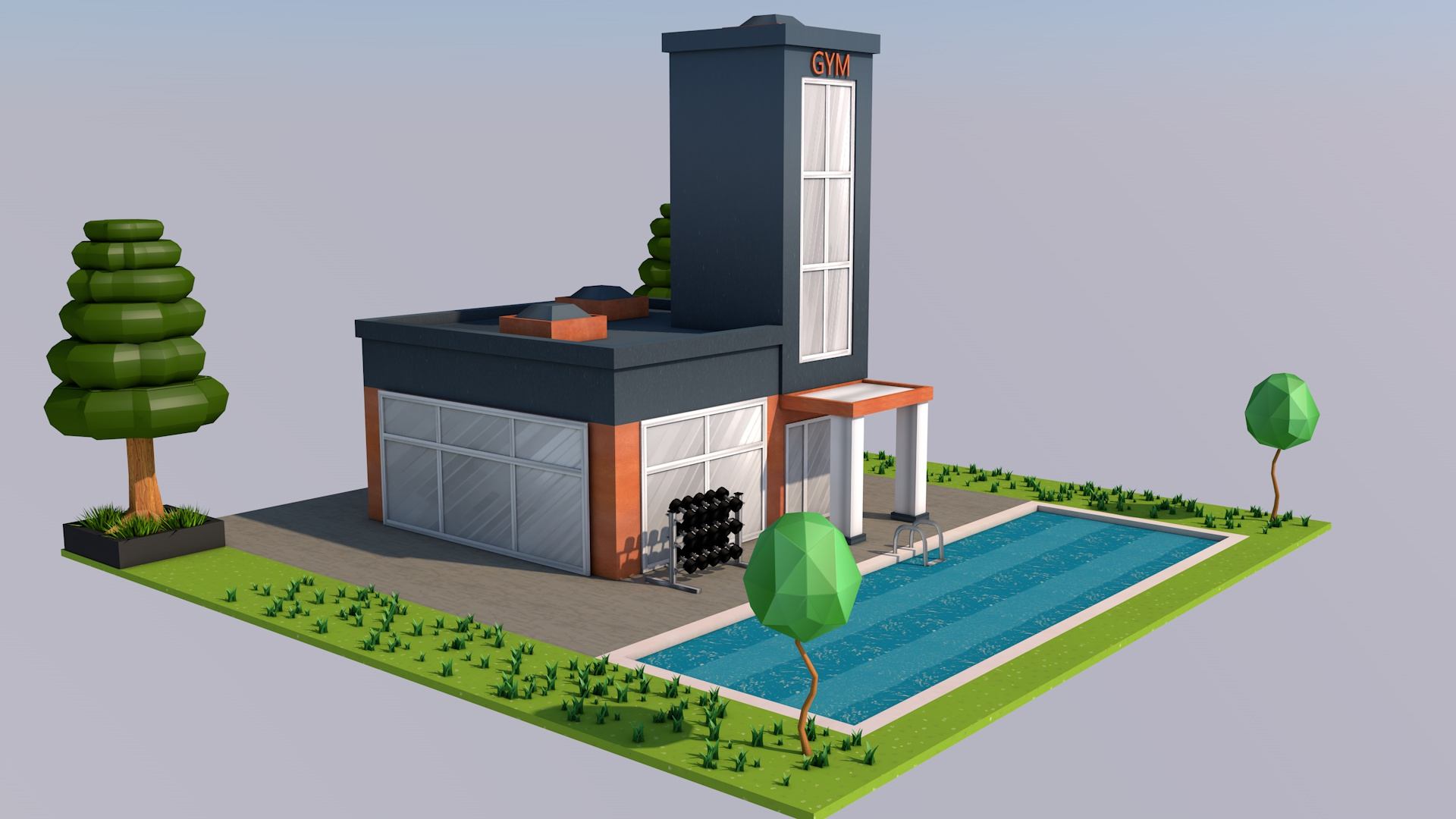 Low Poly Gym Building Cartoon Style 3D Model 3D Model - TurboSquid 2281860