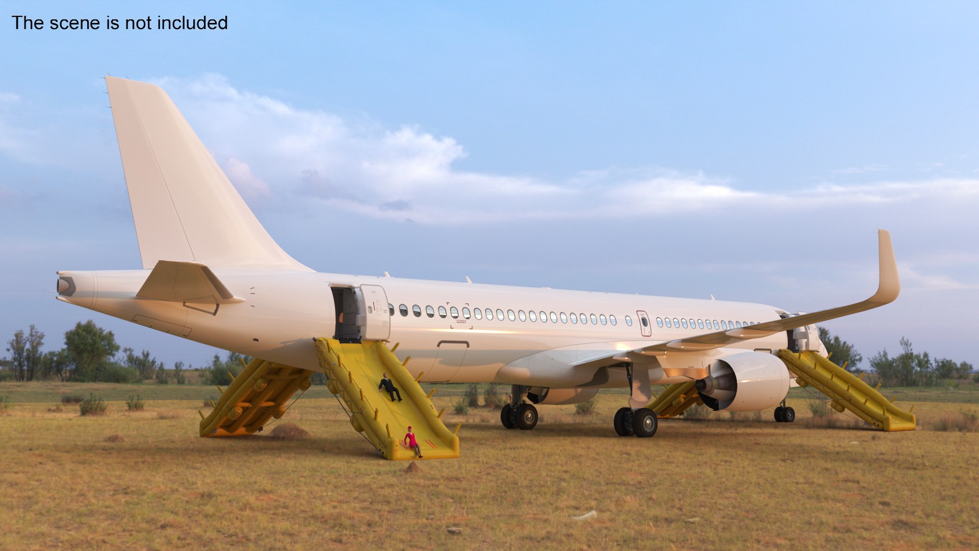 Commercial Airliner With Inflatable Plane Ramp Deployment Model - TurboSquid 2423657