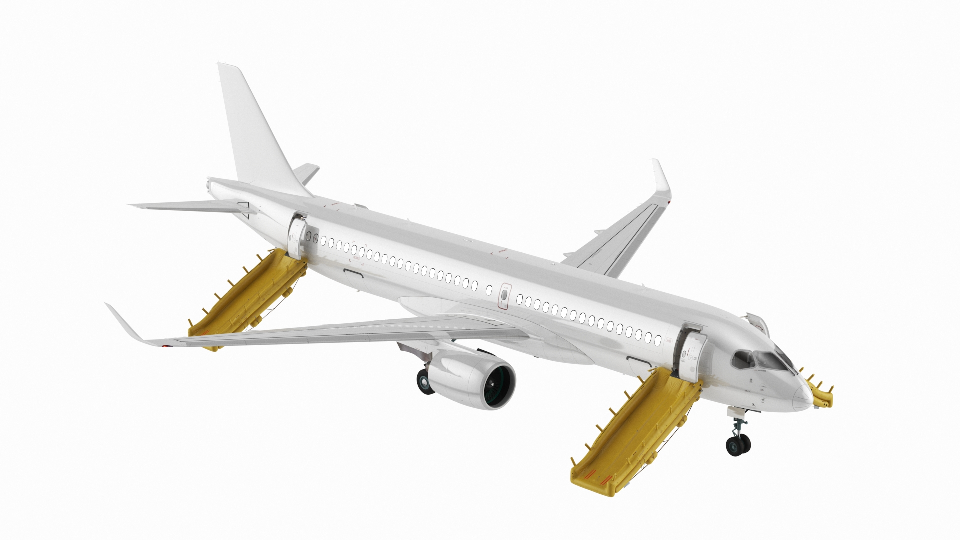 Commercial Airliner With Inflatable Plane Ramp Deployment Model ...