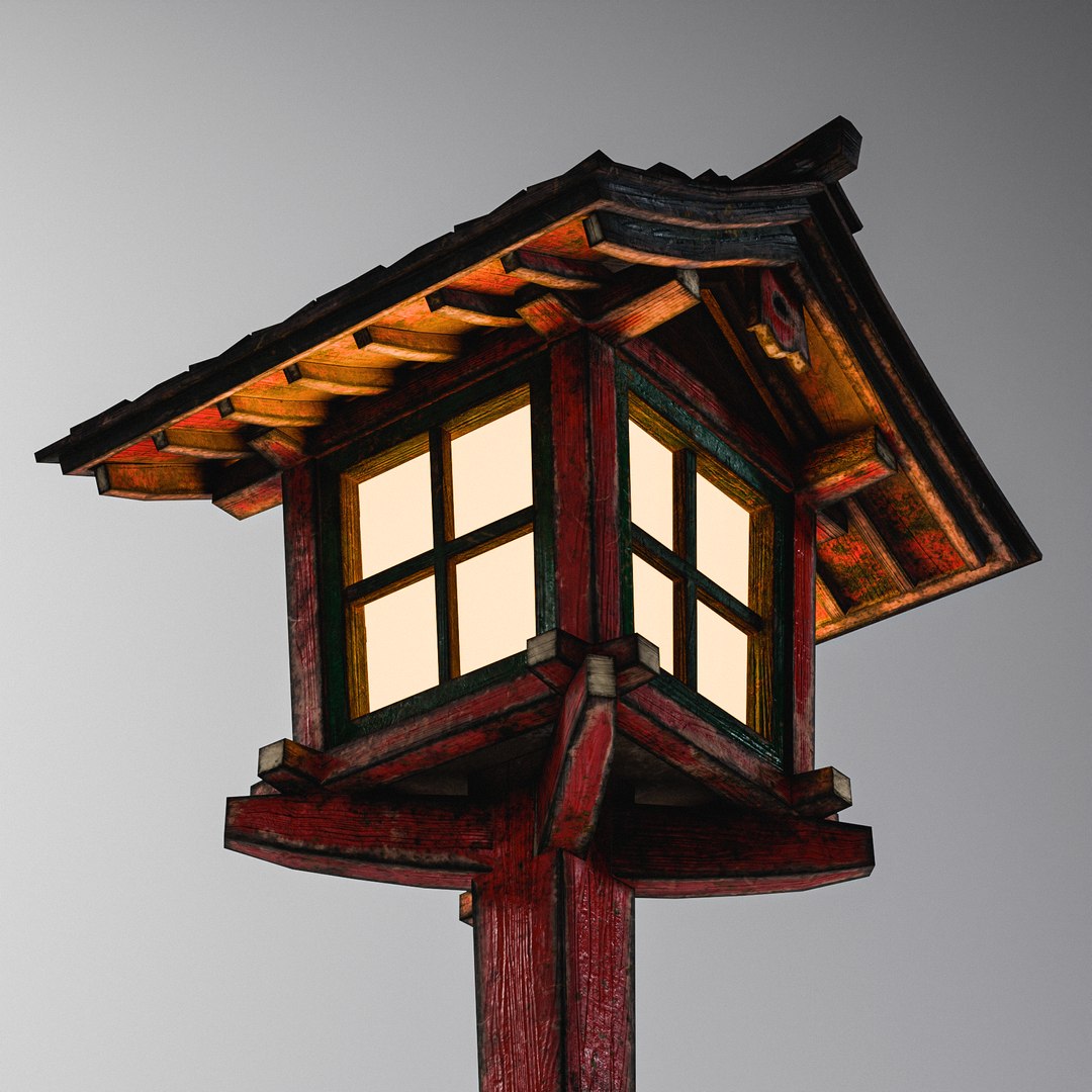 Weathered Wooden Japanese Lantern 3D - TurboSquid 2175652