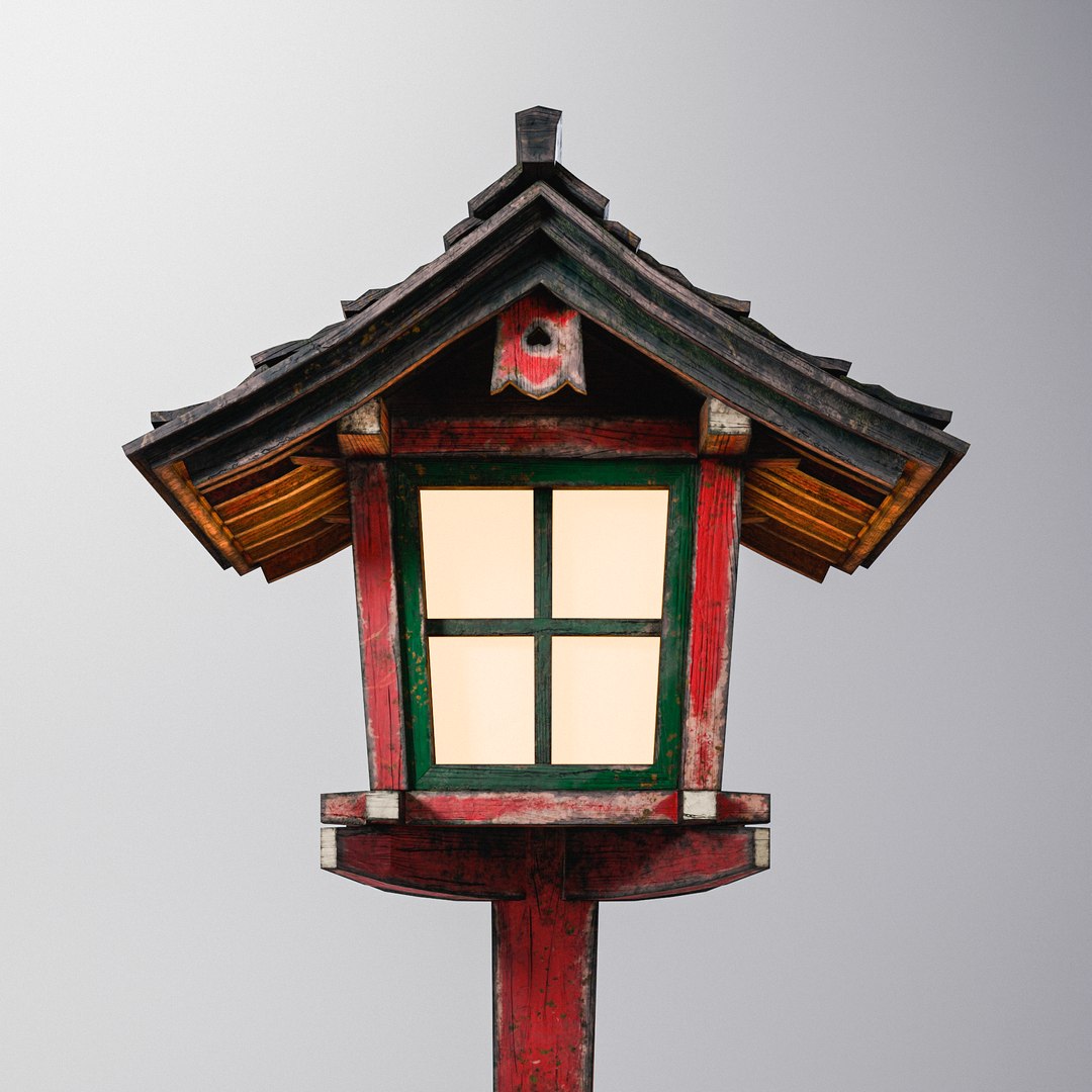 Weathered Wooden Japanese Lantern 3D - TurboSquid 2175652