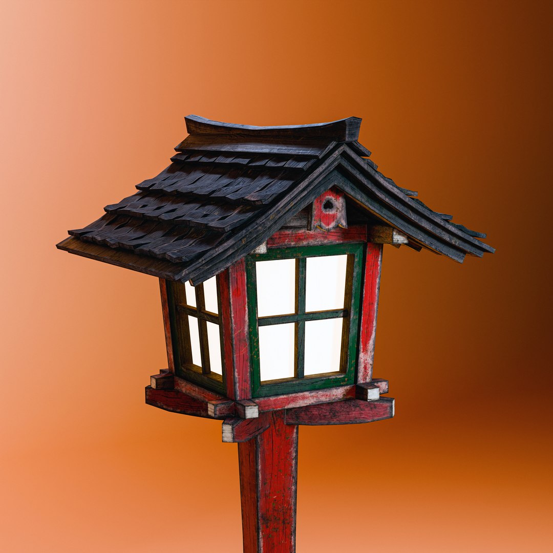 Weathered Wooden Japanese Lantern 3D - TurboSquid 2175652