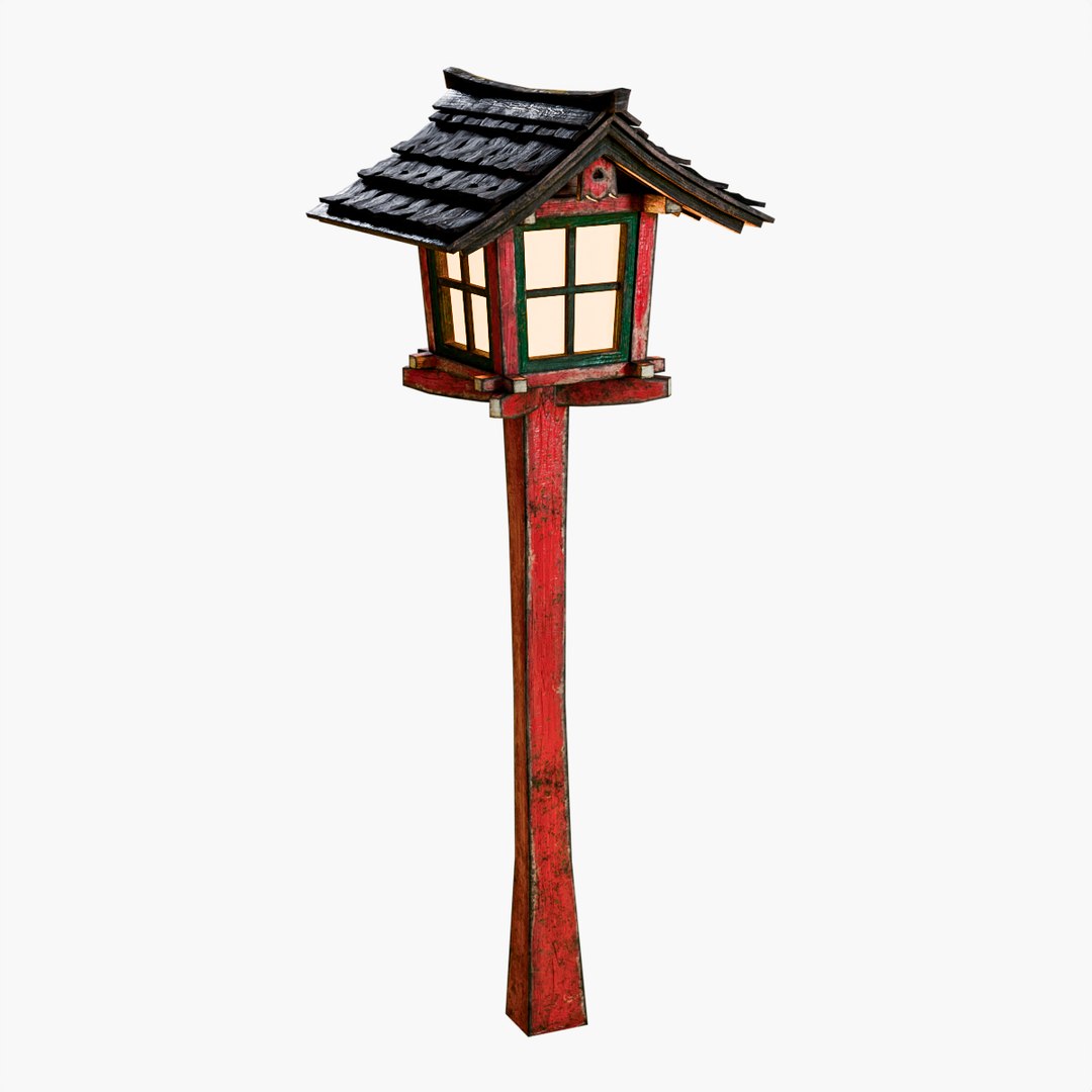 Weathered Wooden Japanese Lantern 3D - TurboSquid 2175652