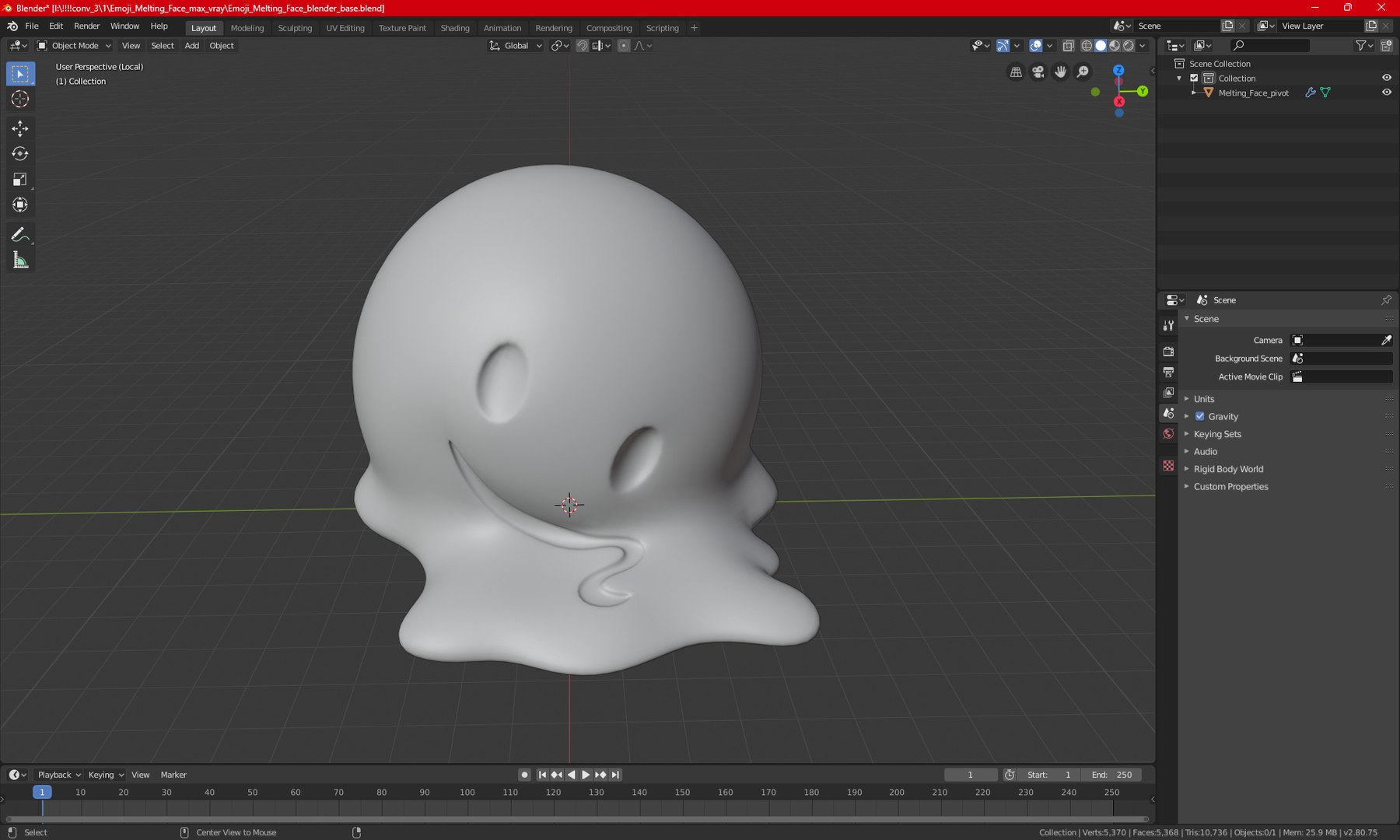 Emoji Melting Face 3D Model - TurboSquid 2240515