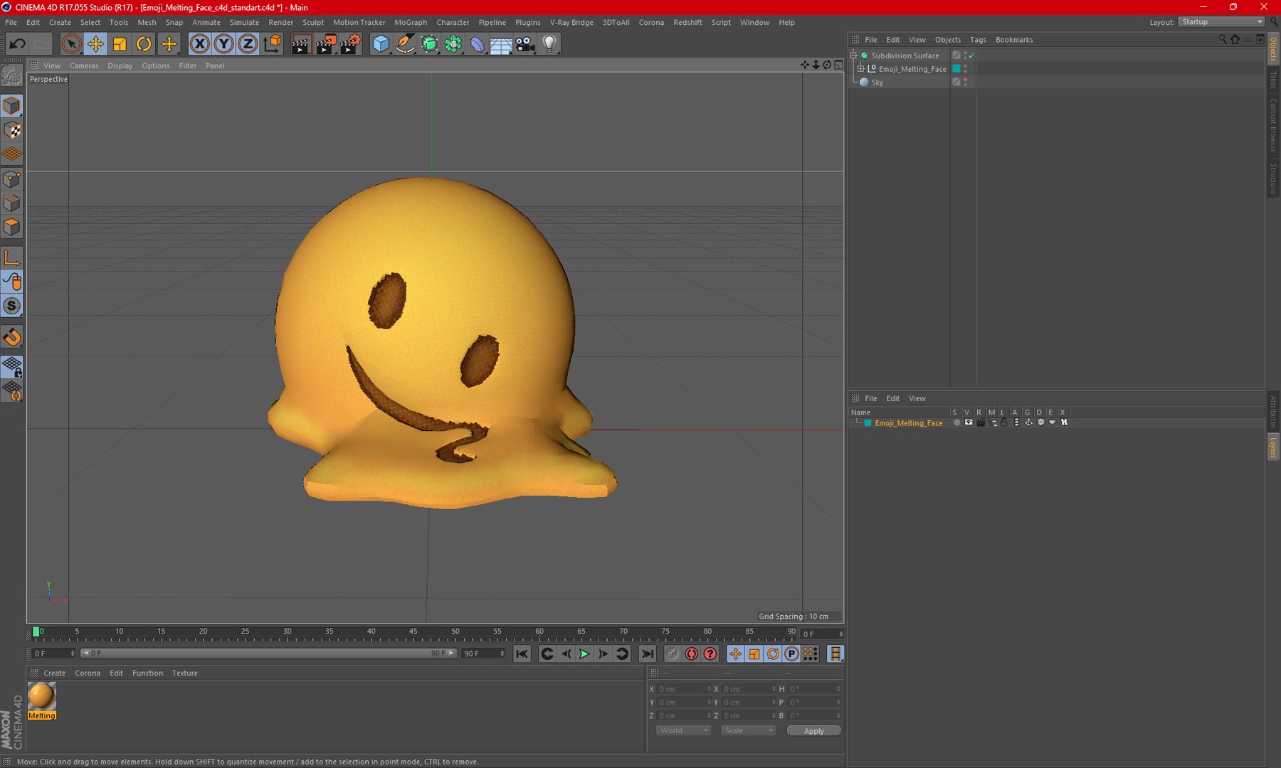 Emoji Melting Face 3D Model - TurboSquid 2240515