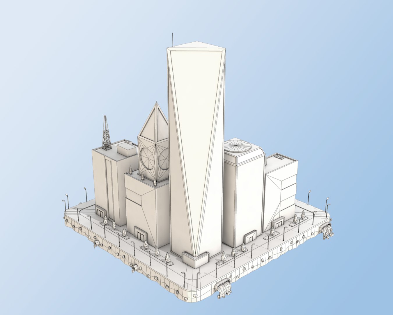 3D City Block Buildings Skyscraper Model - TurboSquid 1253634