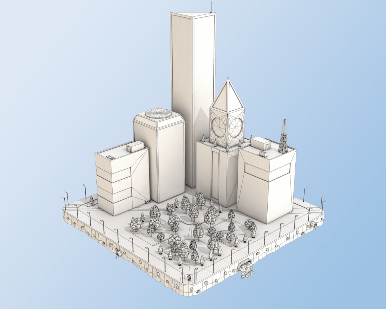3D City Block Buildings Skyscraper Model - TurboSquid 1253634