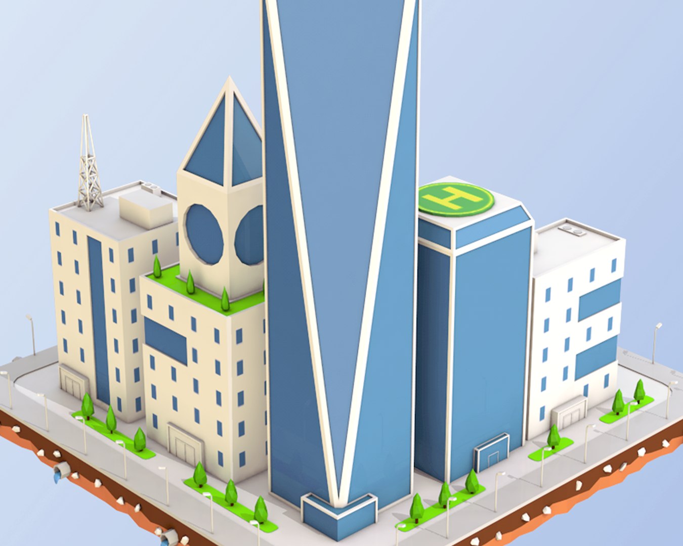 3D City Block Buildings Skyscraper Model - TurboSquid 1253634