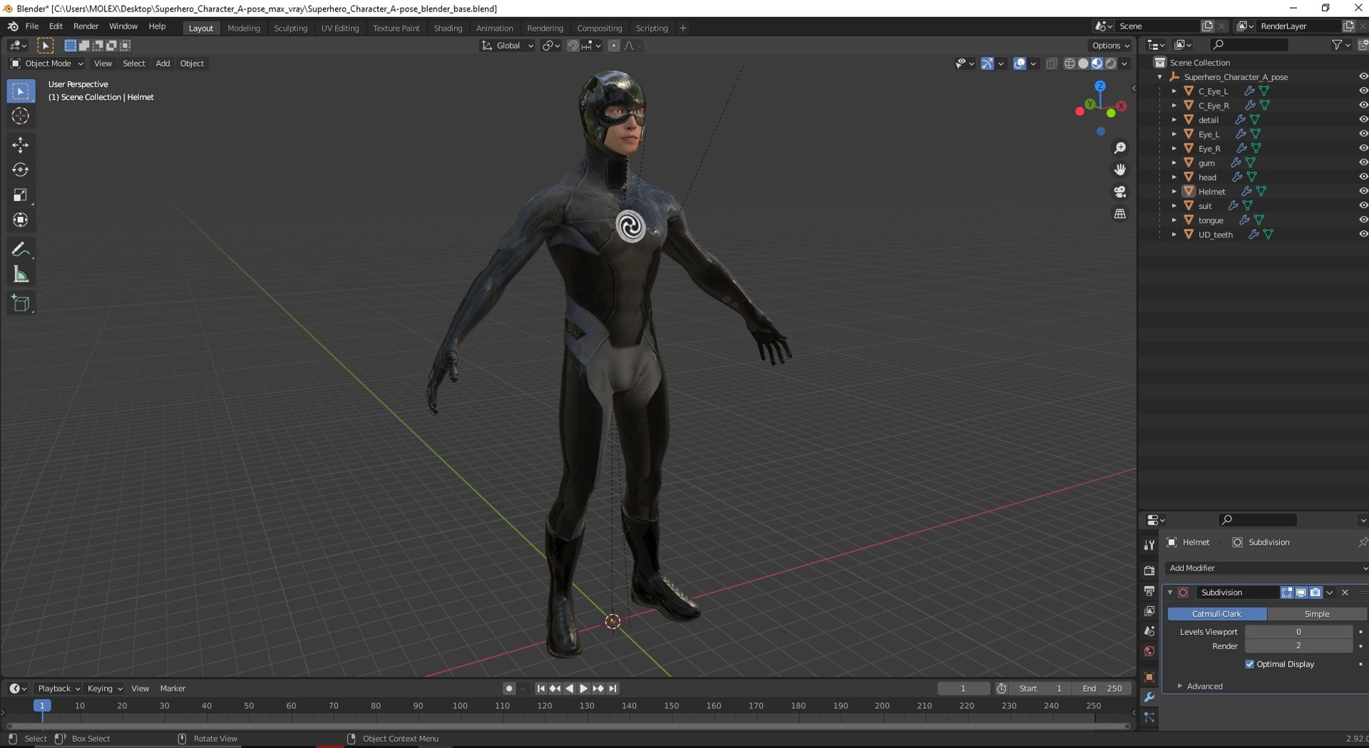 Superhero Character A-pose 3D model - TurboSquid 2073175