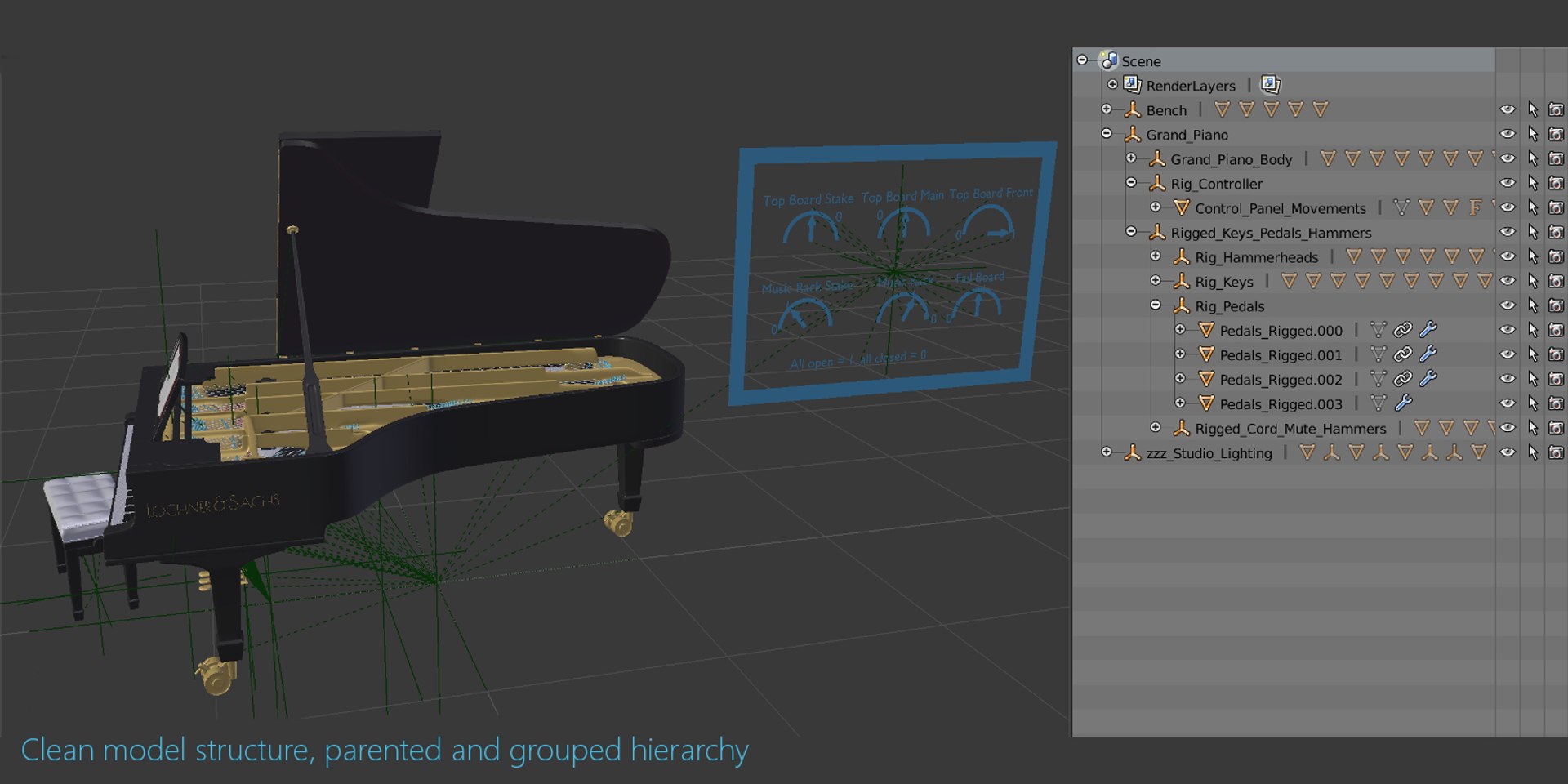 3ds Grand Piano Rig Interiors