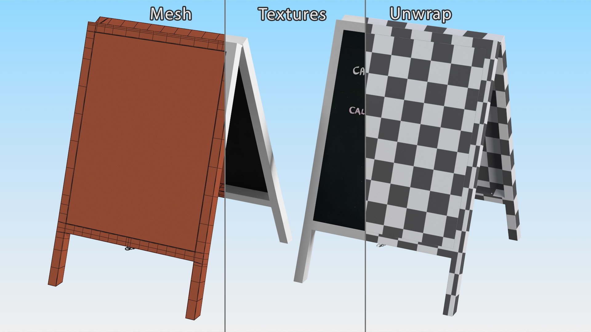 Tall Freestanding Chalkboard Sign White 3D Model - TurboSquid 2149411