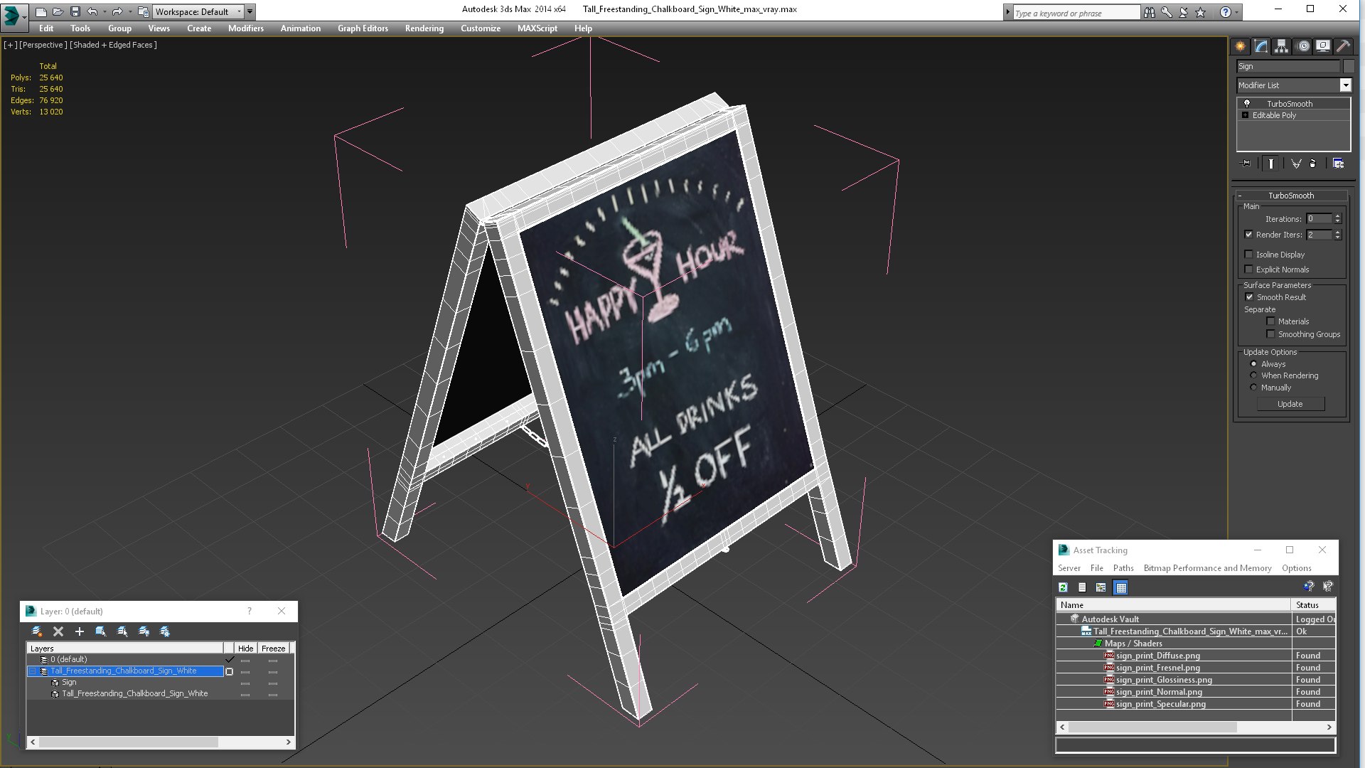 Tall Freestanding Chalkboard Sign White 3D Model - TurboSquid 2149411